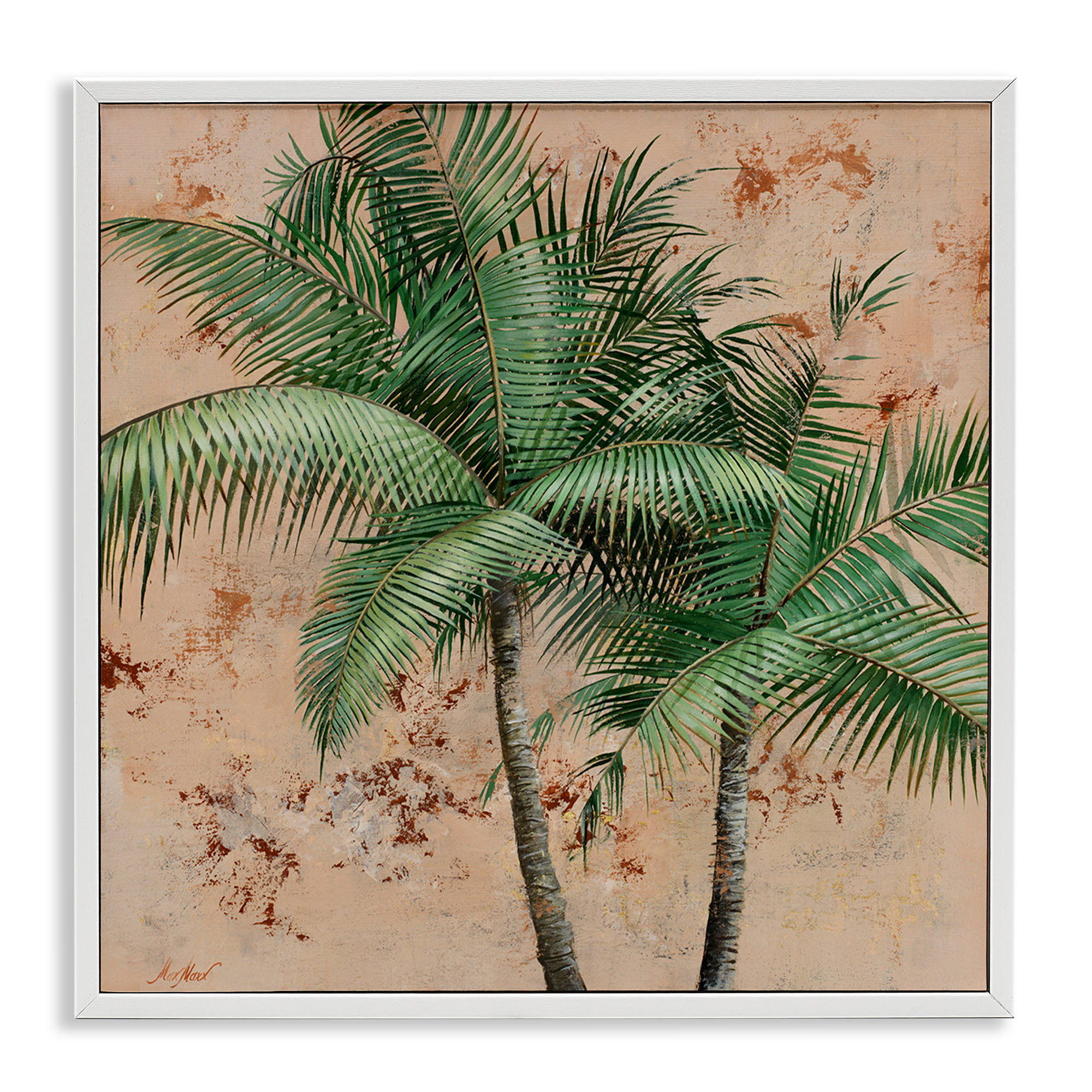 Stupell Industries Leafy Palm Fronds Botanical & Floral Painting White ...