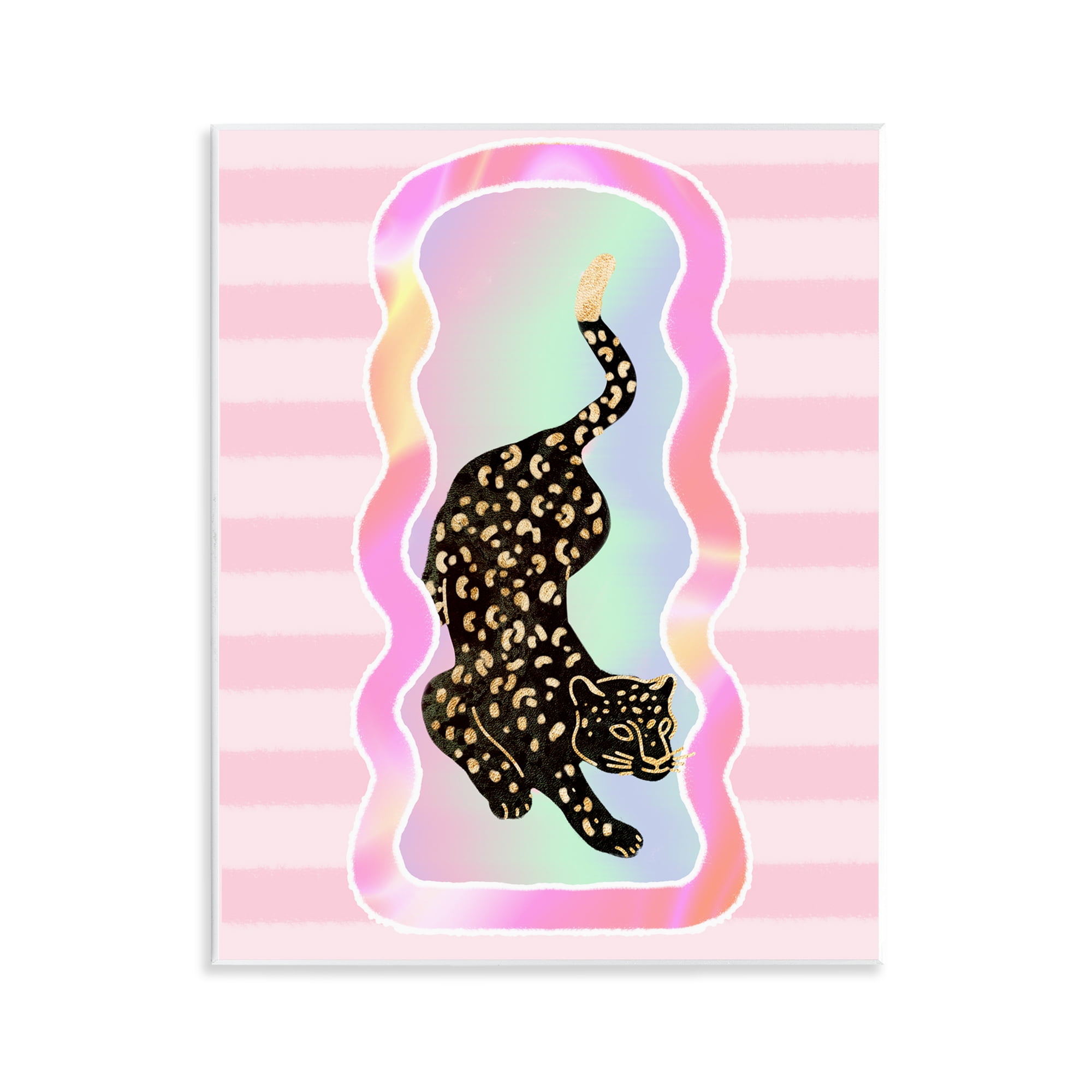 Stupell Industries Leopard & Pink Stripes Animals & Insects Painting ...