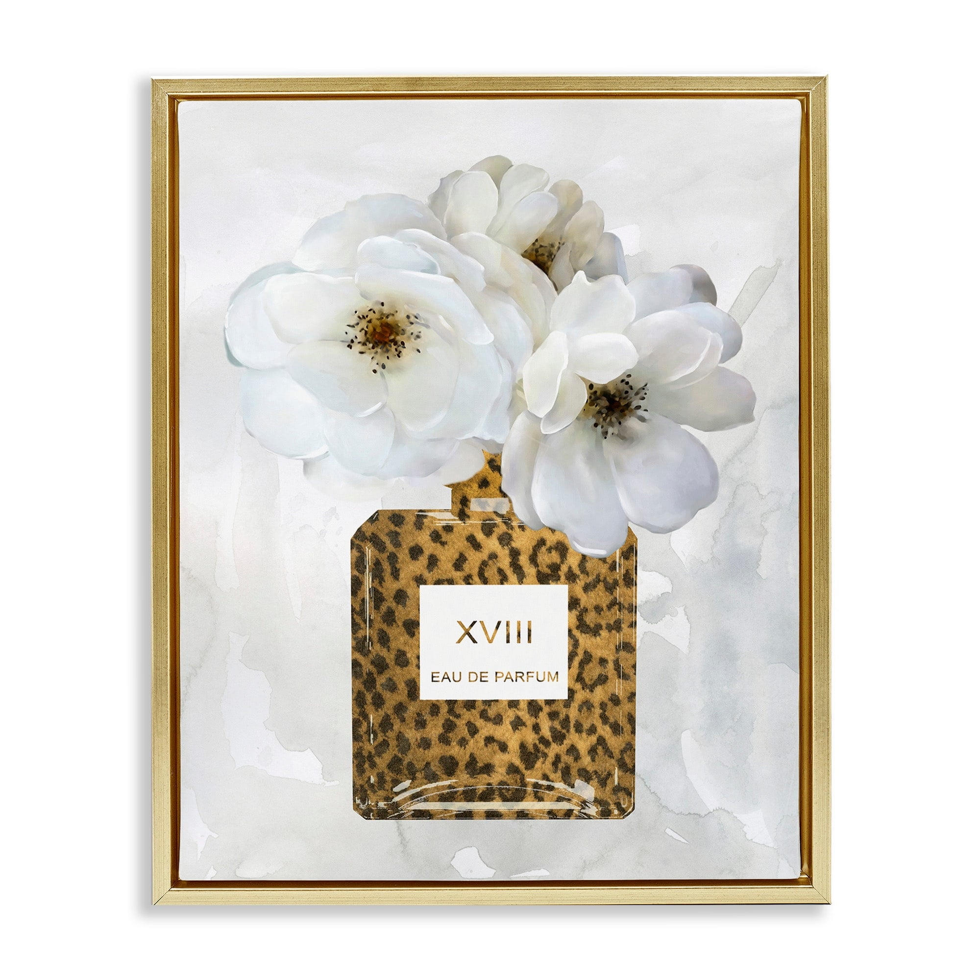 Stupell Industries Leopard Print Perfume Bottle Glam White Spring ...