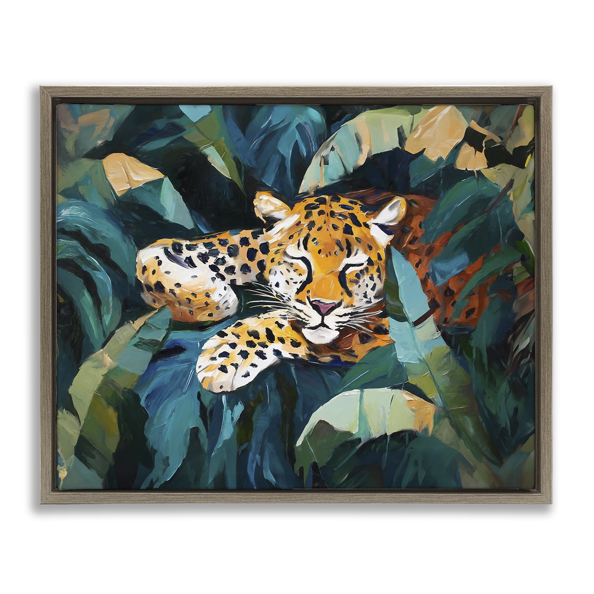 Stupell Industries Leopard Sleeping in Leaves Animals & Insects ...