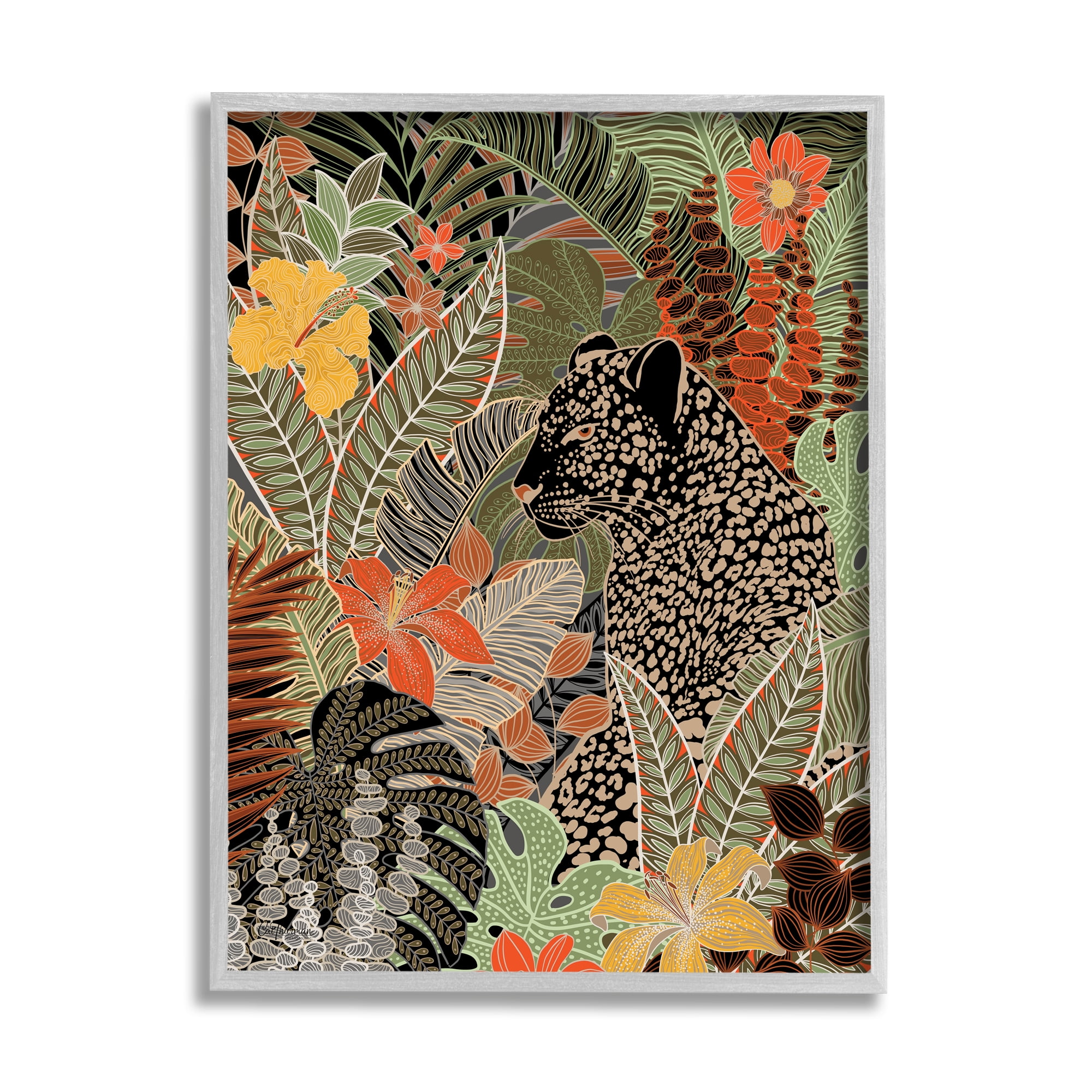 Stupell Industries Leopard in Jungle Pattern Animals & Insects Painting ...