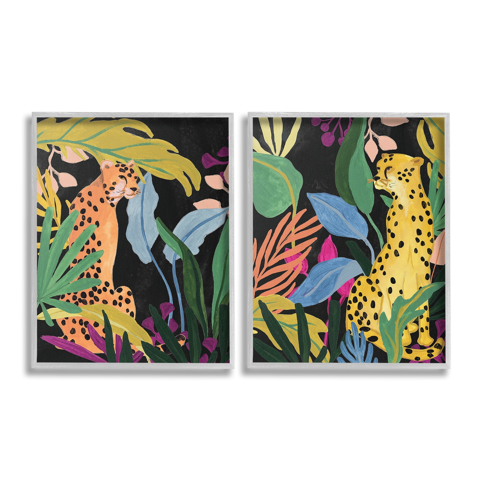 Stupell Industries Leopards & Tropical Leaves Animals & Insects ...