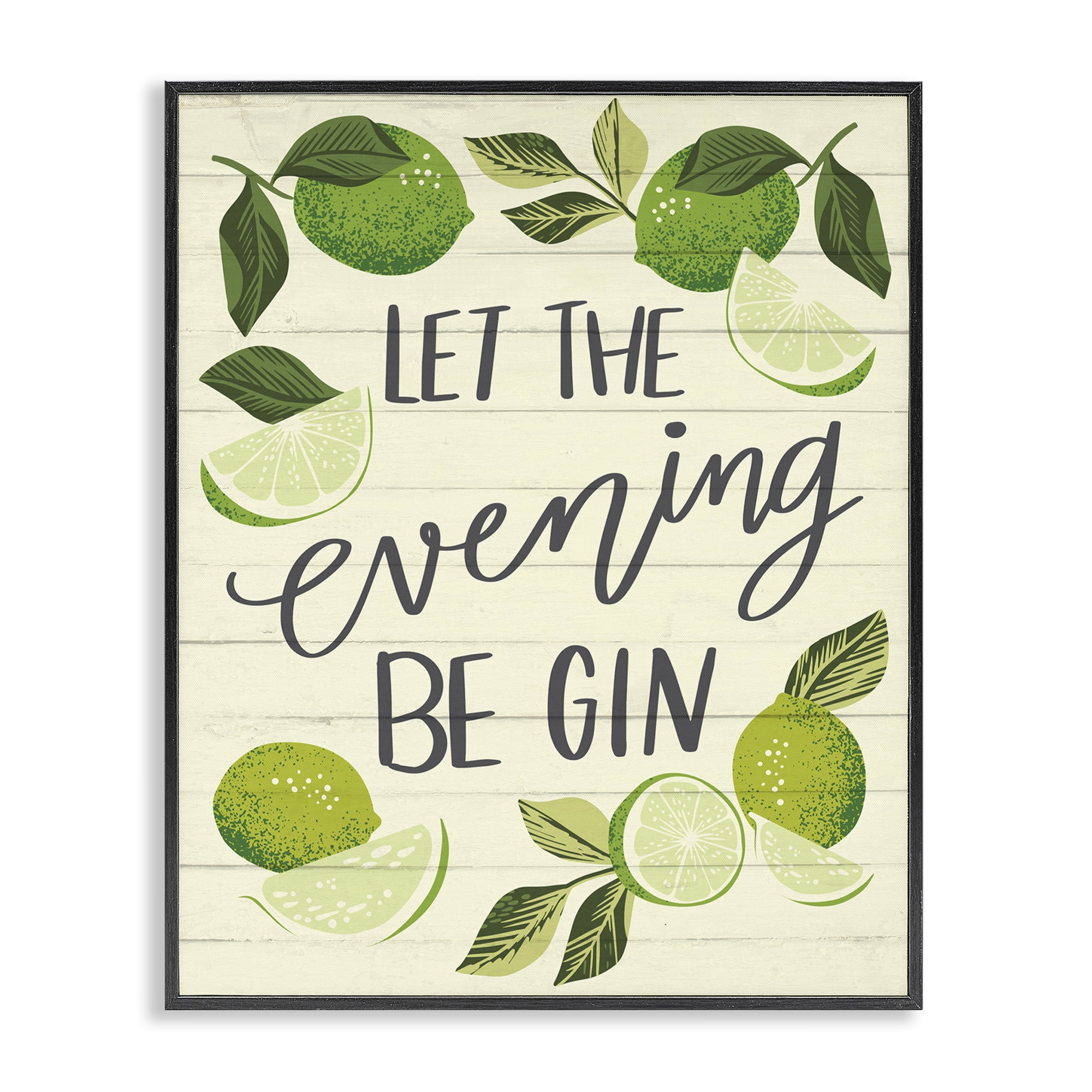 Stupell Industries Let Evening Be Gin Food & Beverage Painting Black Framed Art Print Wall Art ...