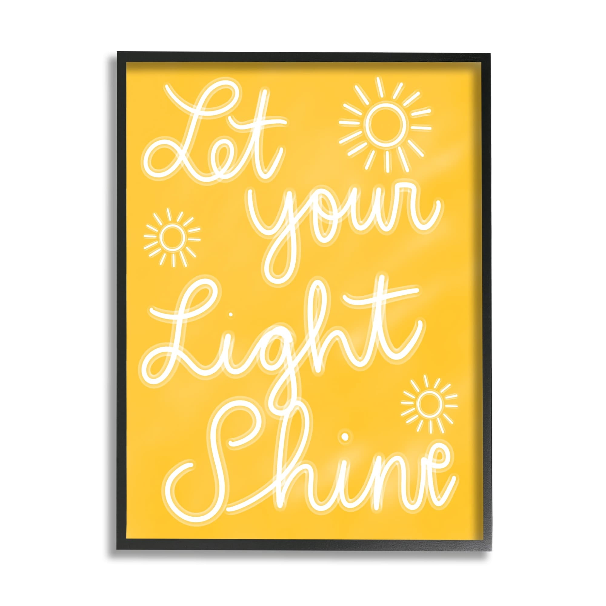 Stupell Industries Let Your Light Shine Yellow Phrase Inspirational ...