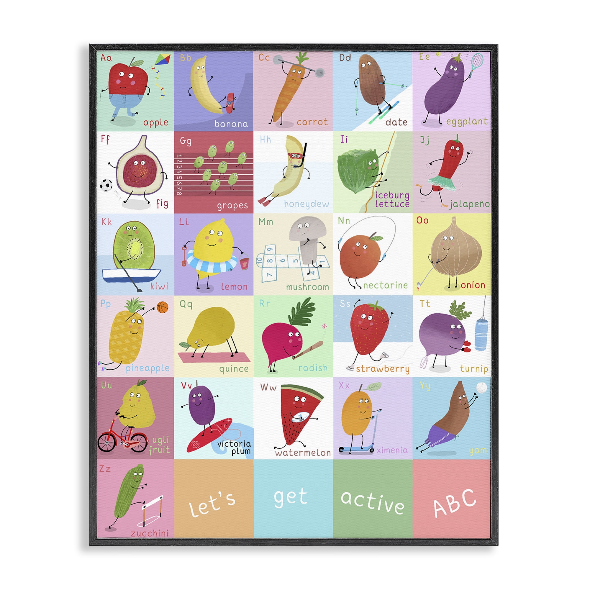 Stupell Industries Let's Get Active ABC's Black Framed Giclee Art ...