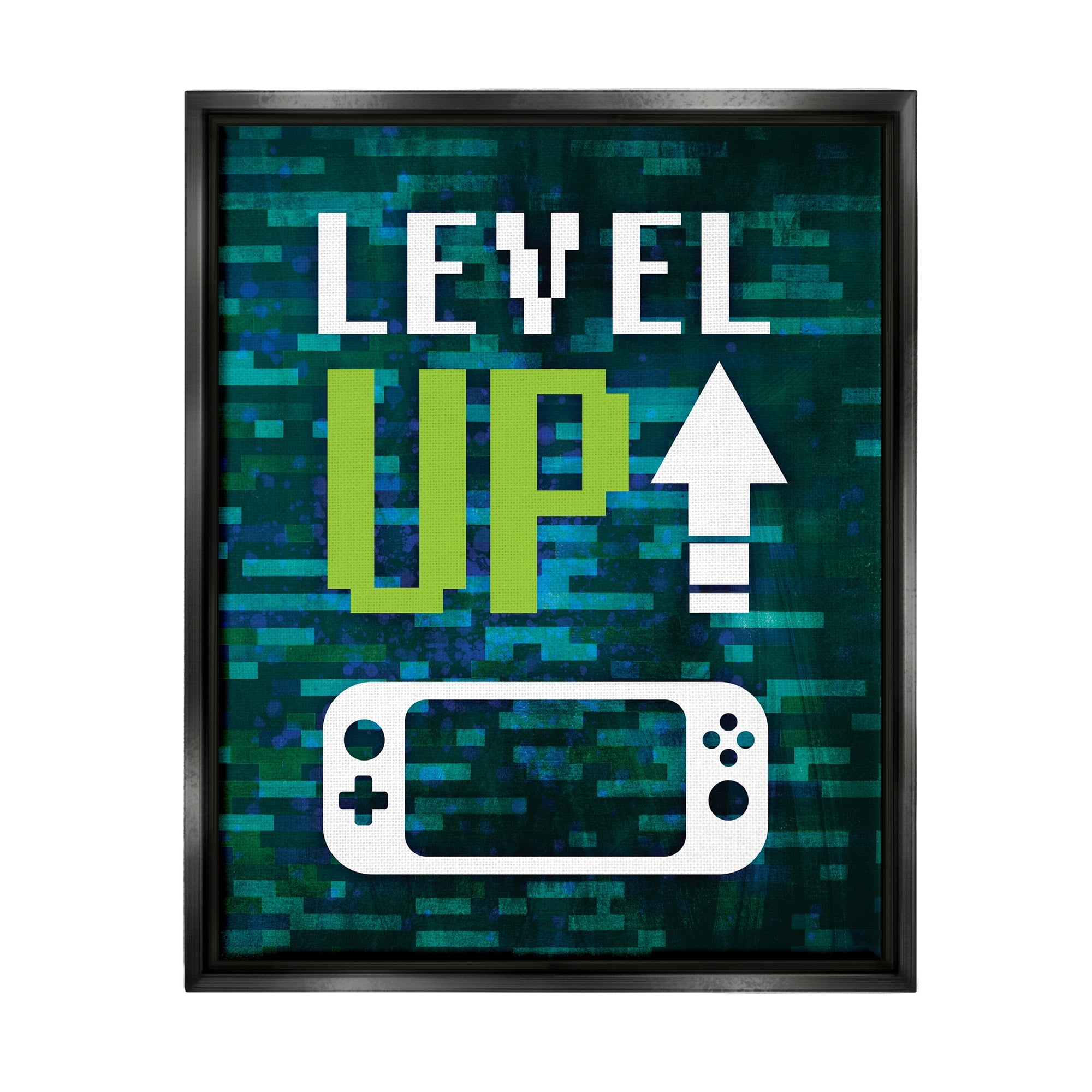 Stupell Industries Level Up Video Gaming Pixel Text Design Graphic Art ...
