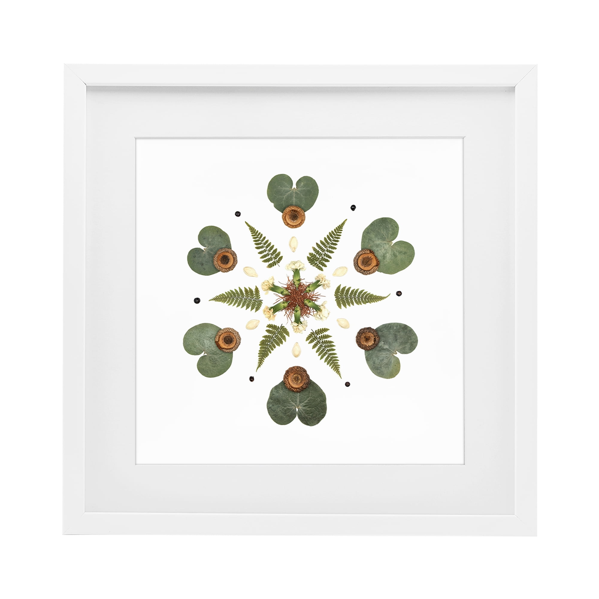 Stupell Industries Lily Pad & Fern Mandala White Framed Print Under ...