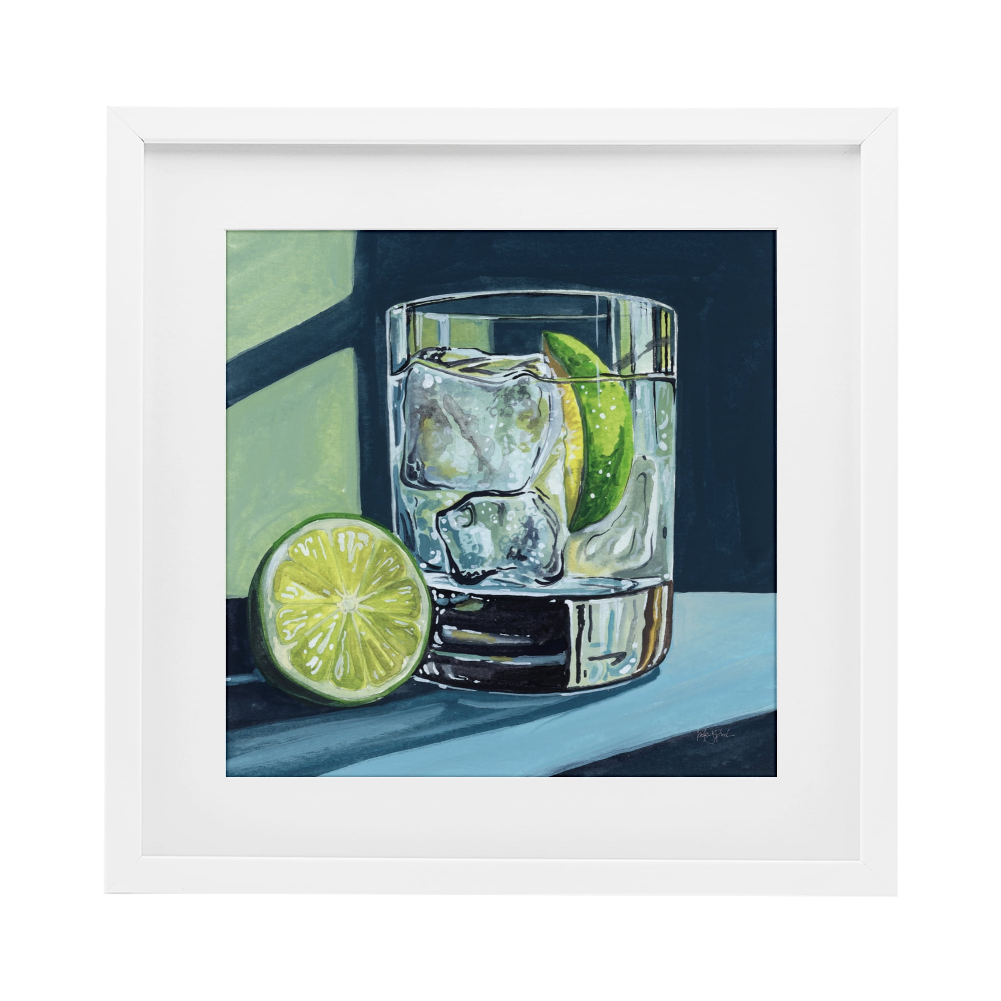 Stupell Industries Lime & Gin Tonic Cocktail White Framed Print Under ...