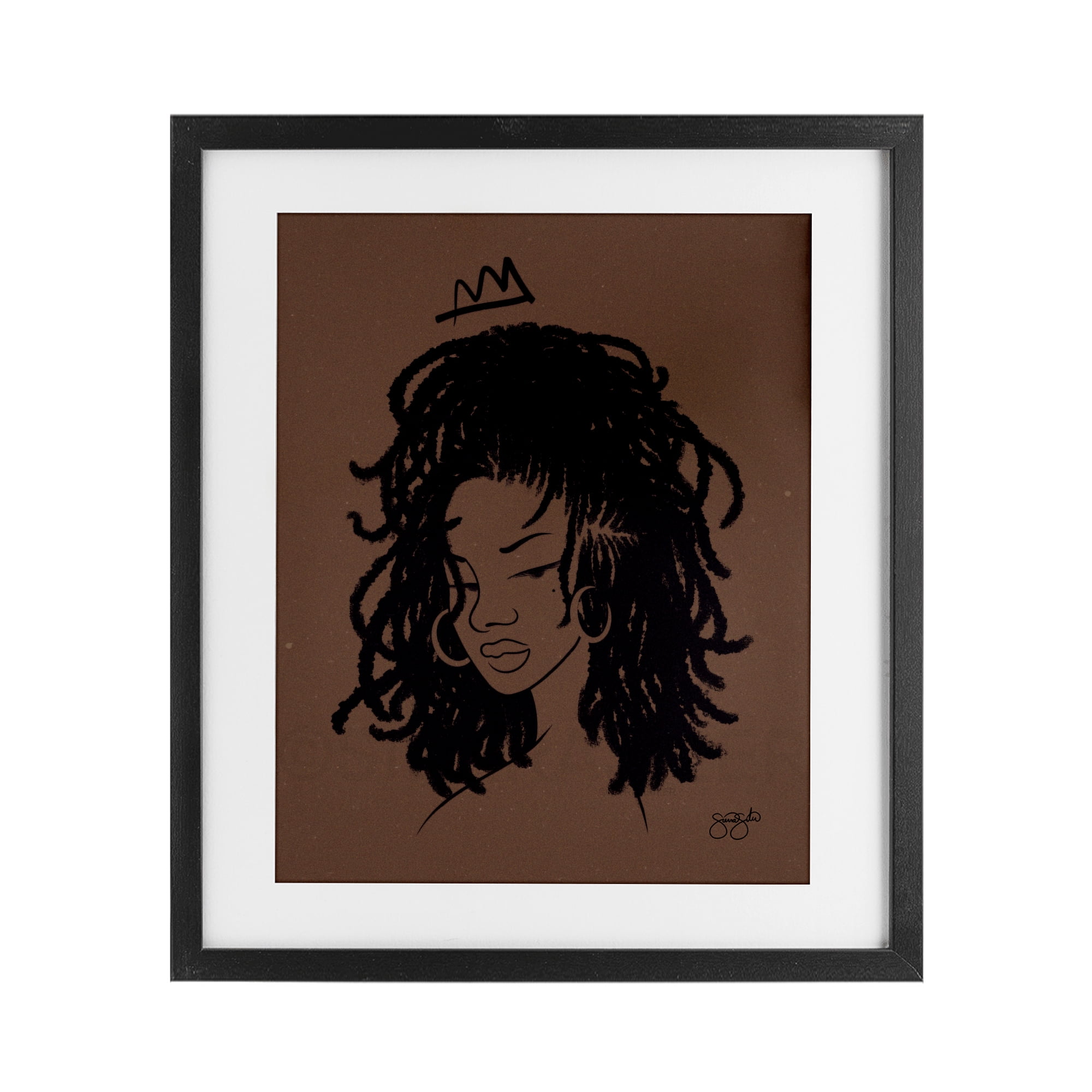 Stupell Industries Liz with Crown Portrait Black Framed Print Under ...