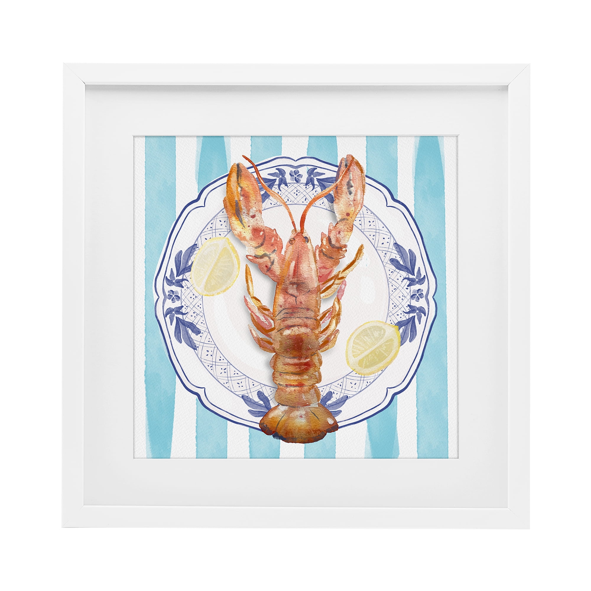 Stupell Industries Lobster Seafood Plate White Framed Print Under Glass ...