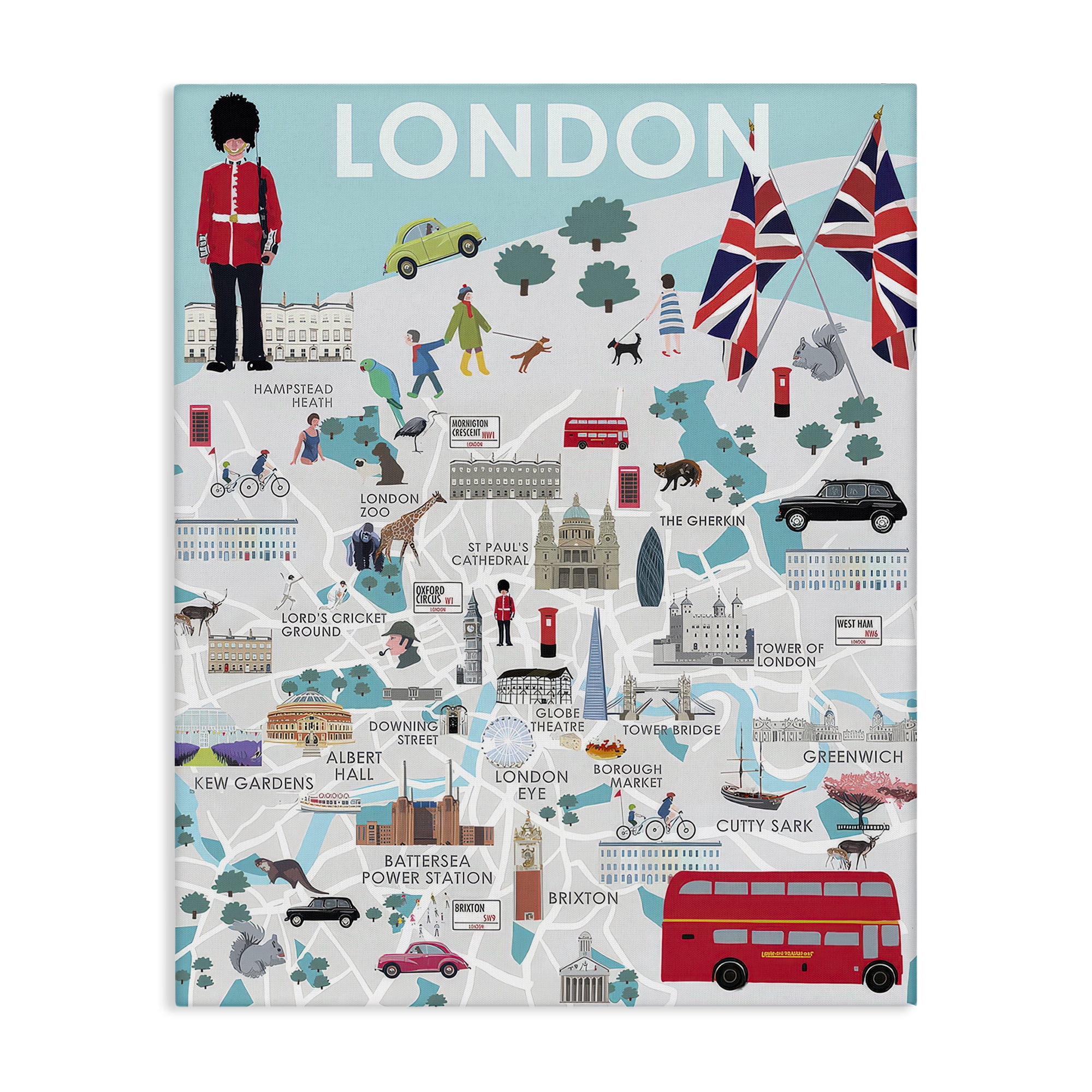 Stupell Industries London Landmark Map Cities & Countries Painting ...