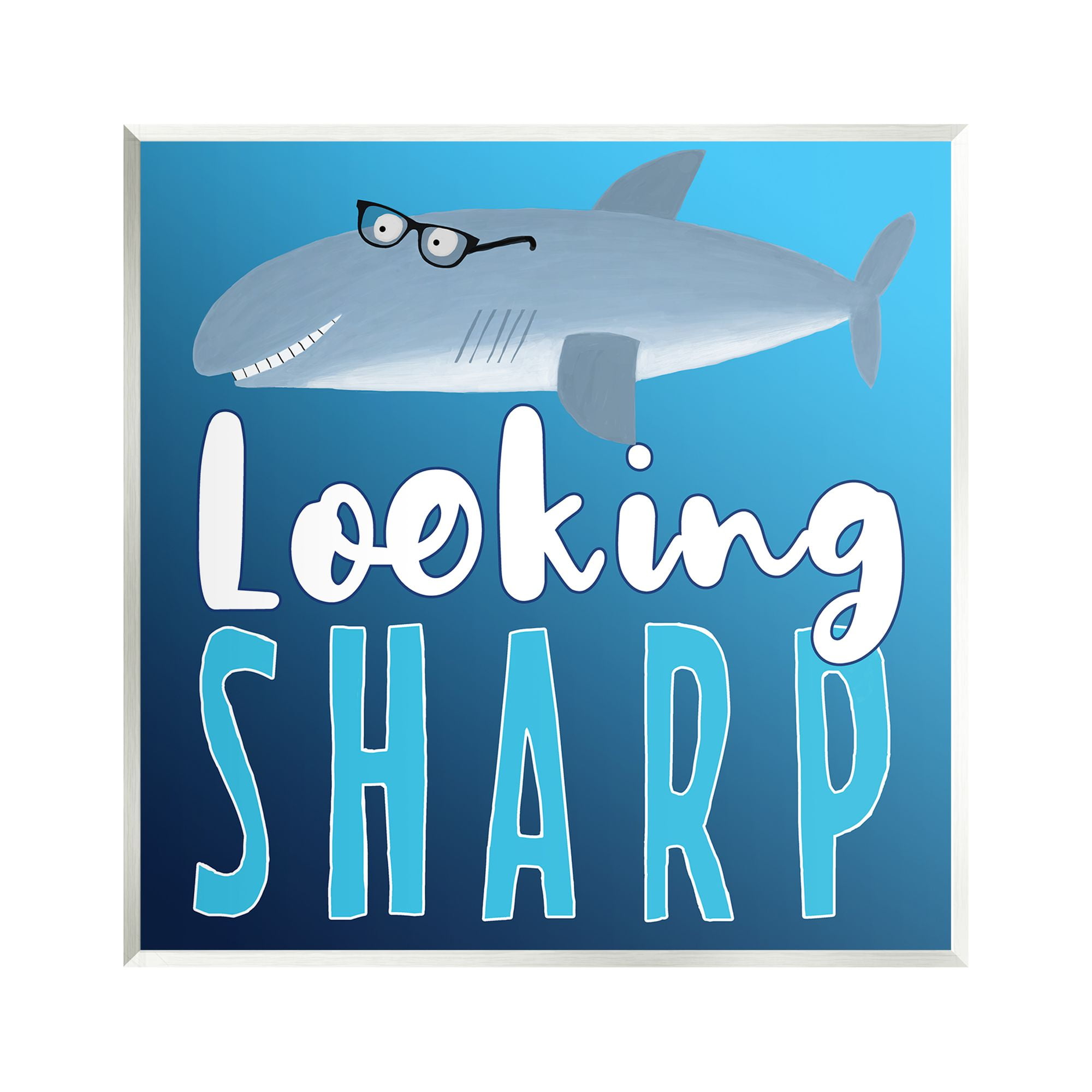 Stupell Industries Looking Sharp Shark Ocean Picture Print on Wood ...