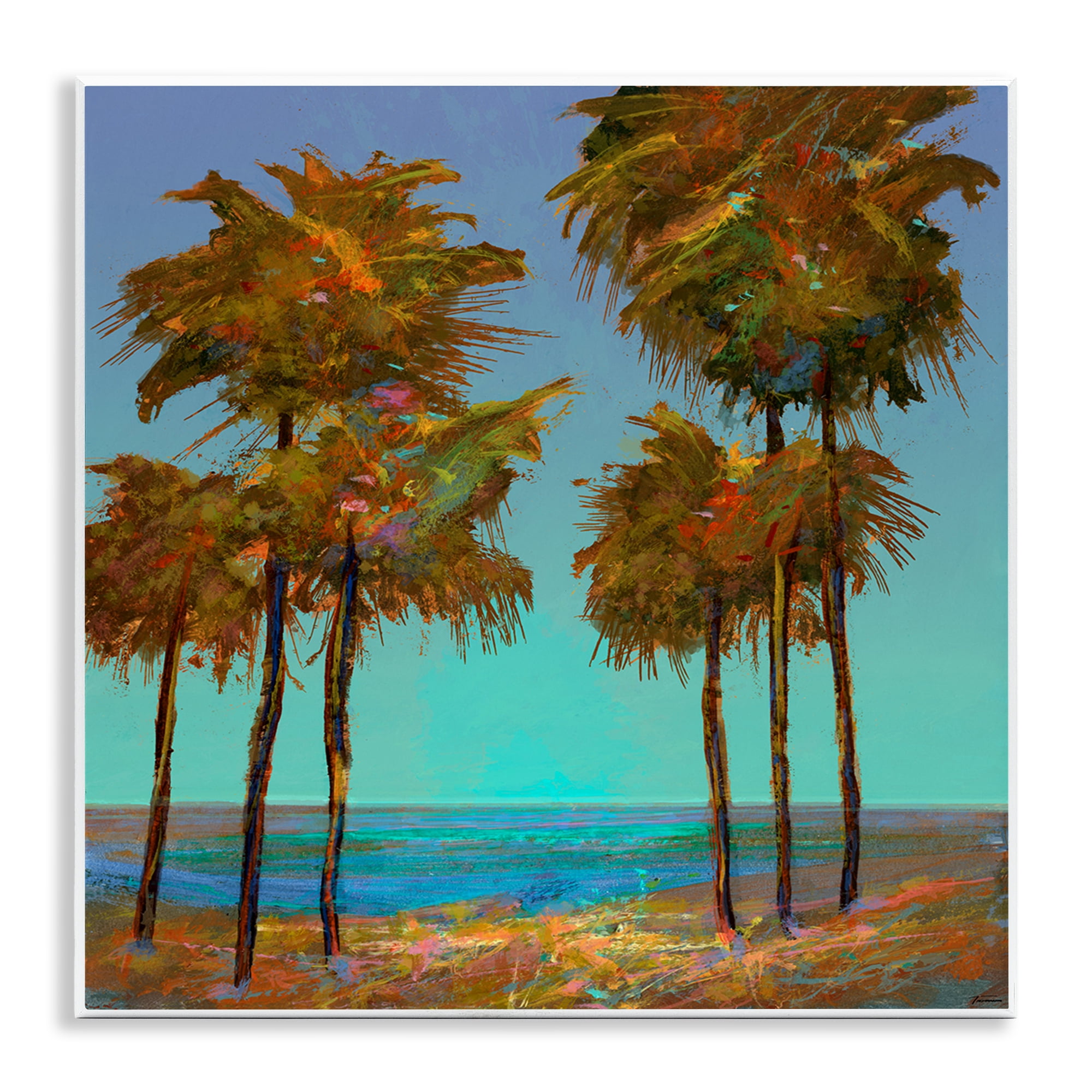 Stupell Industries Looming Green Palms Landscape Painting Unframed Art ...