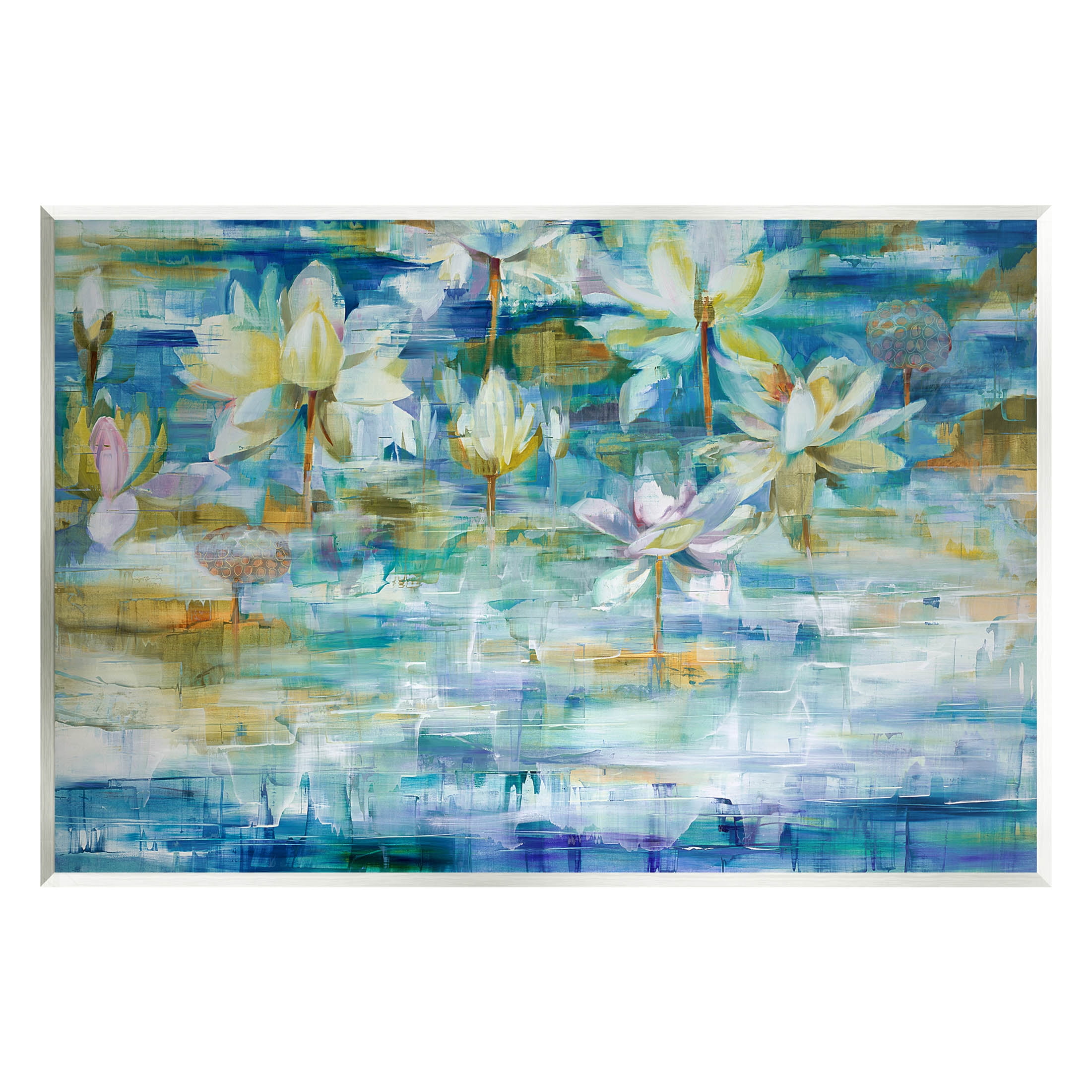 Stupell Industries Lotus Water Lilies Modern Pond Painting Unframed Art ...