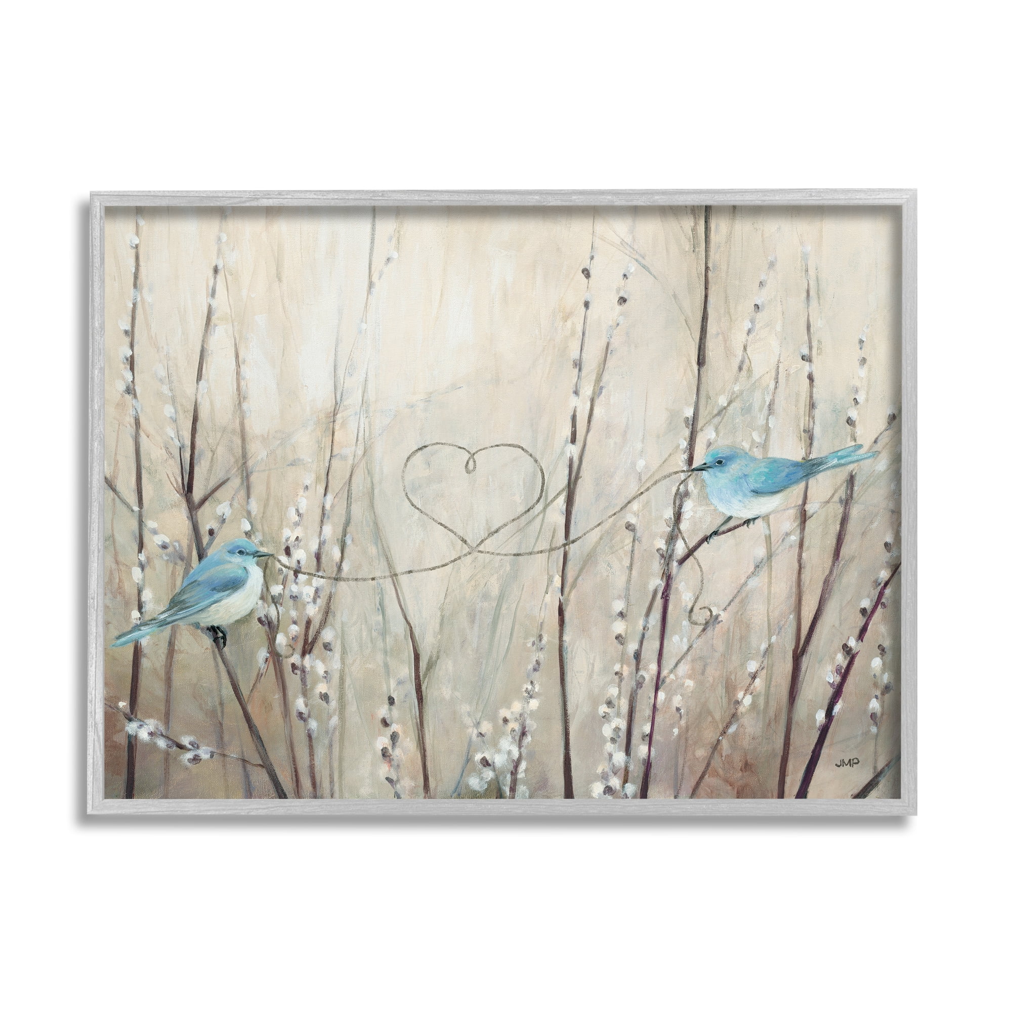 Stupell Industries Love Birds Heart Shape Animals & Insects Painting ...