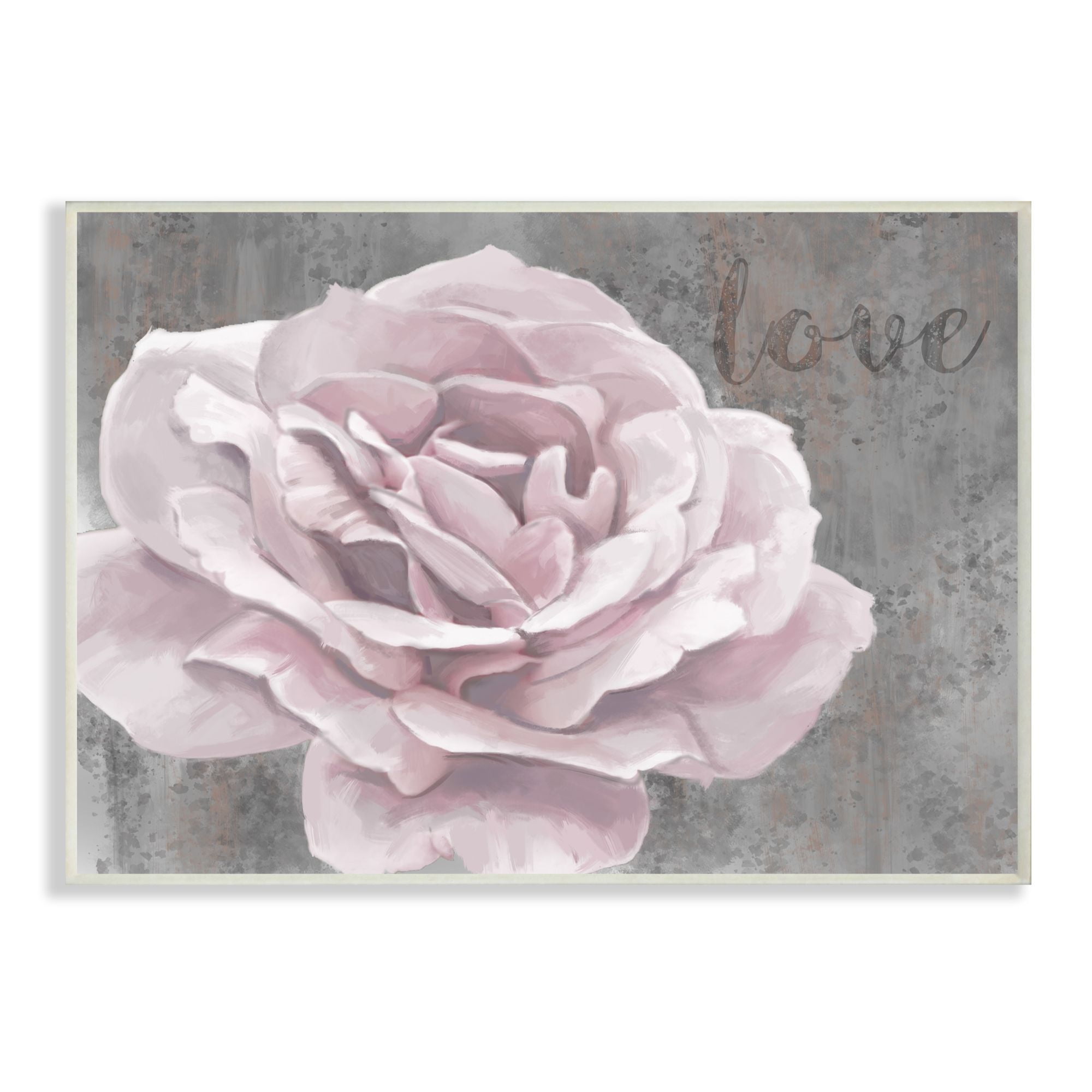 Stupell Industries Love Flower Pink Gray Texture Painting Wall Plaque ...