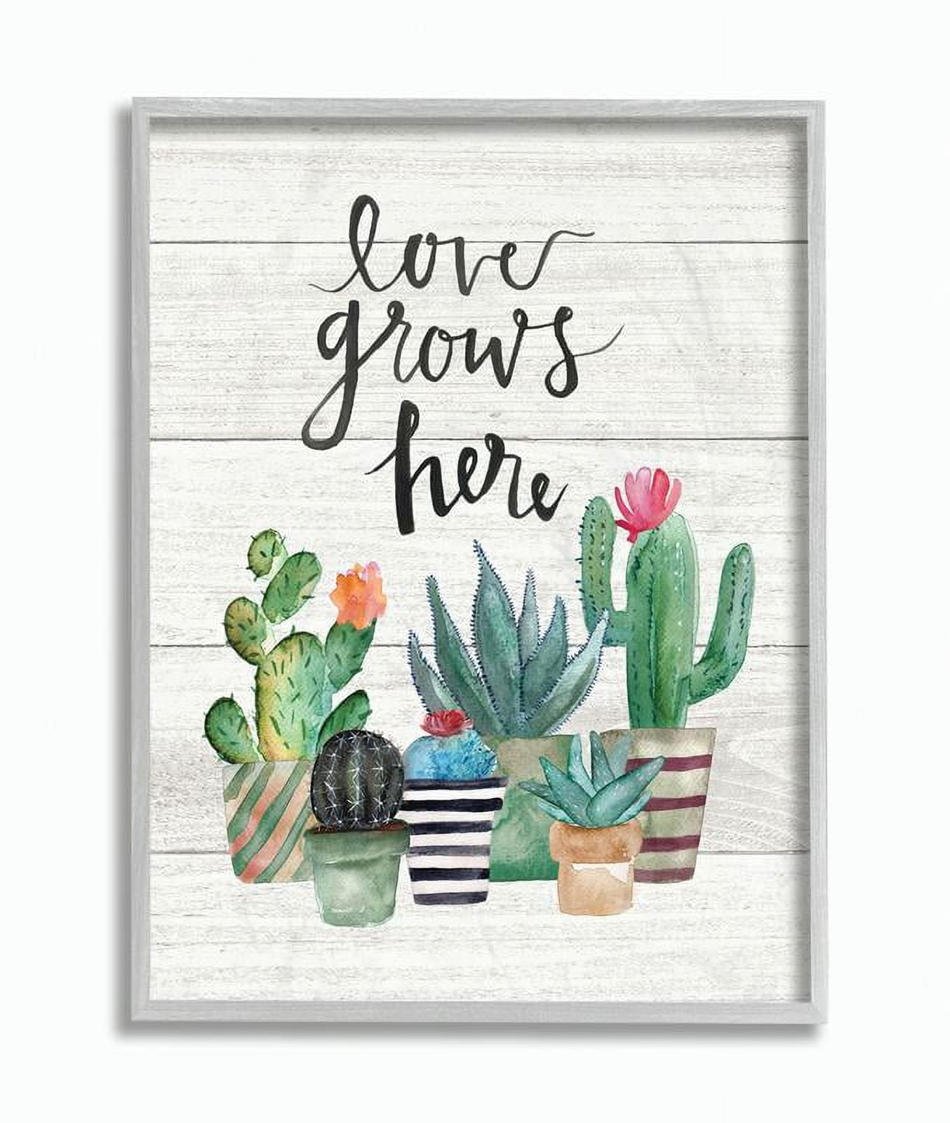Stupell Love Grows Here Cactus Succulents Watercolor Art - Walmart.com