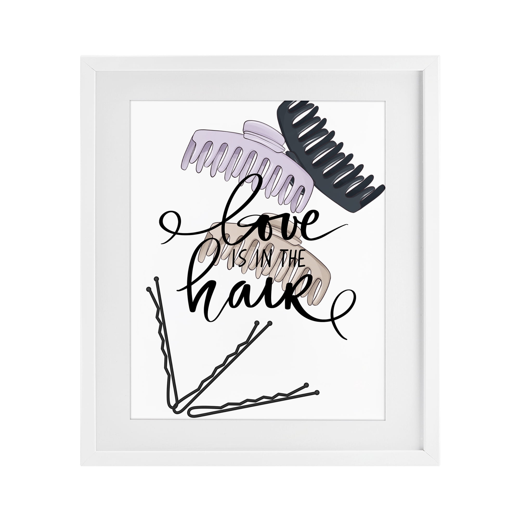 Stupell Industries Love Is In The Hair White Framed Print Under Glass ...