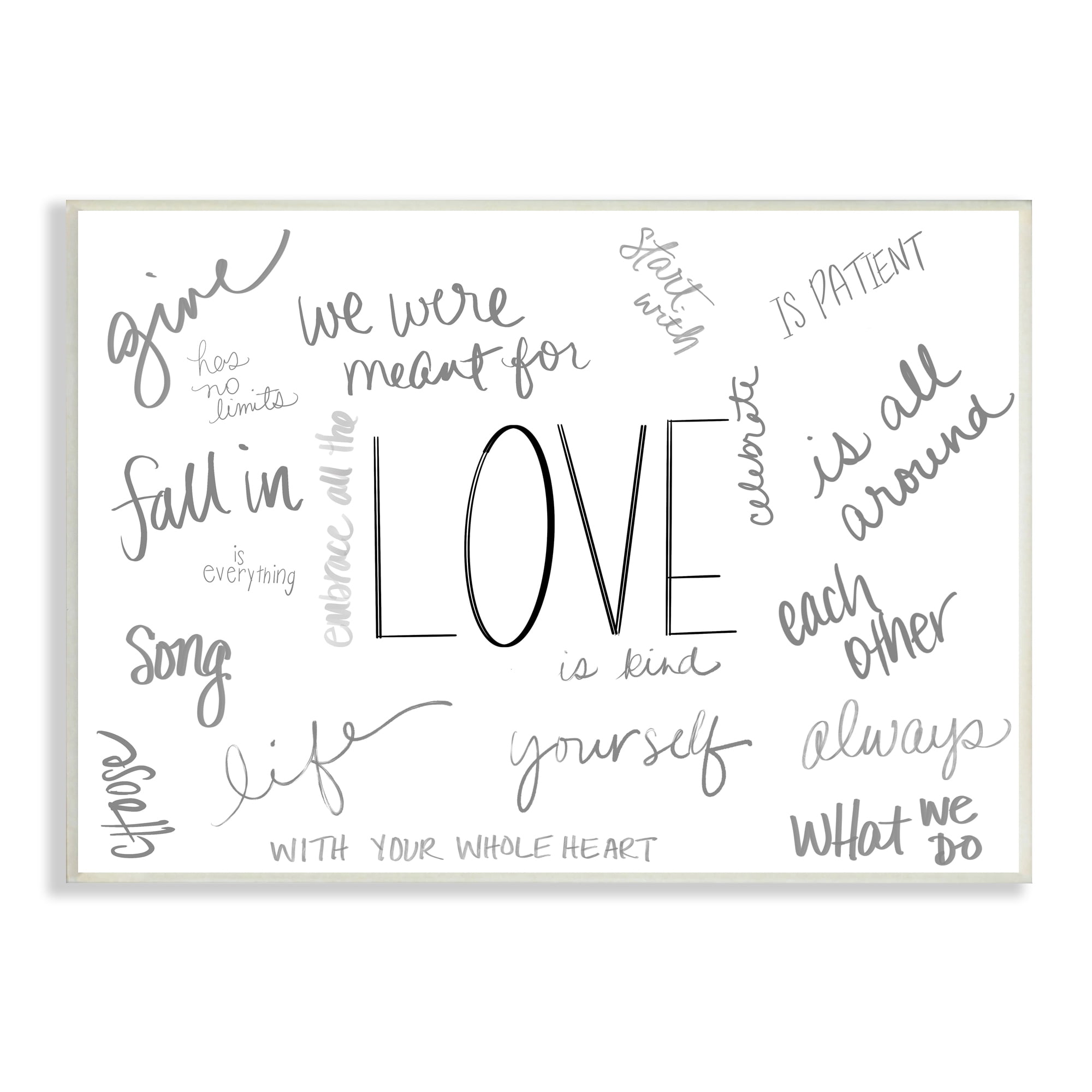 Stupell Industries Love Quotes Word Cloud Hopeful Romantic Phrases, 13 ...