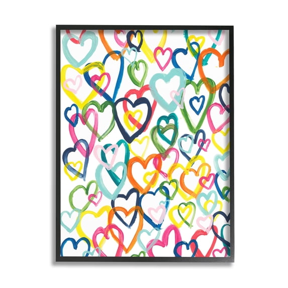 Stupell Industries Lovely Bold Rainbow Hearts Pattern Collage , 24 x 30 ...