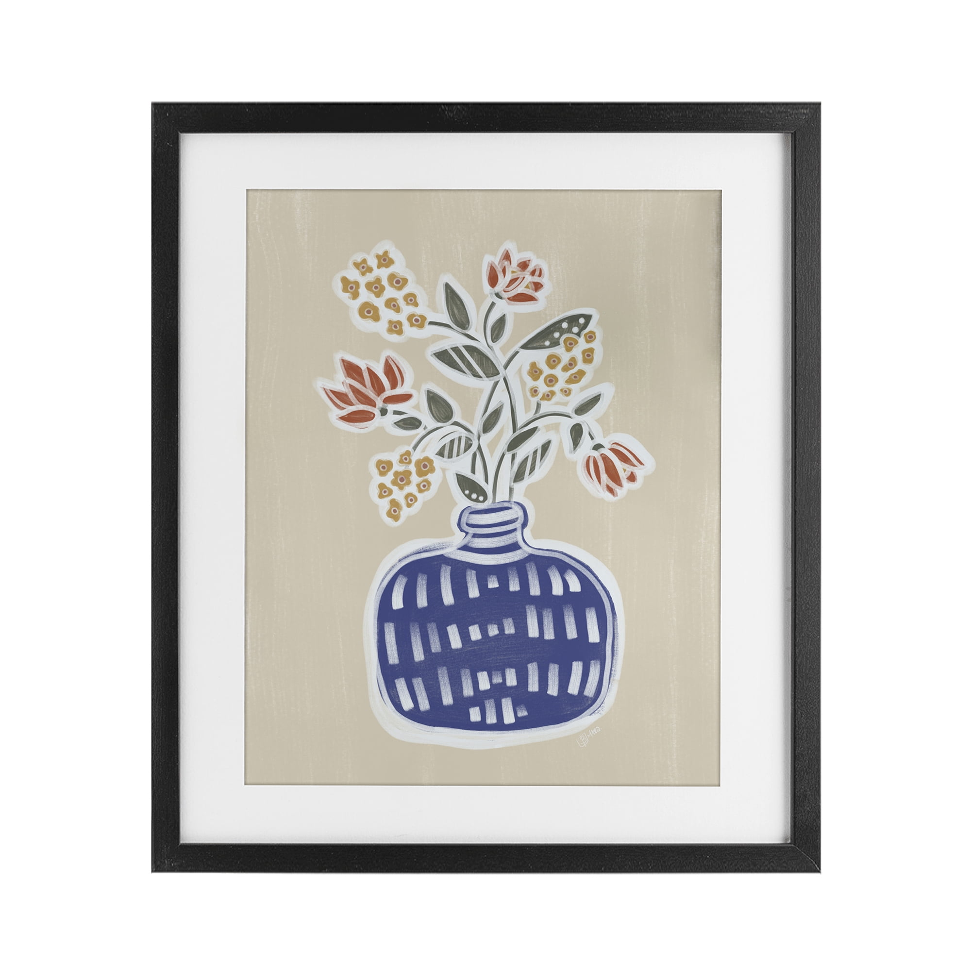 Stupell Industries Lucy Flower Bouquet Black Framed Print Under Glass ...