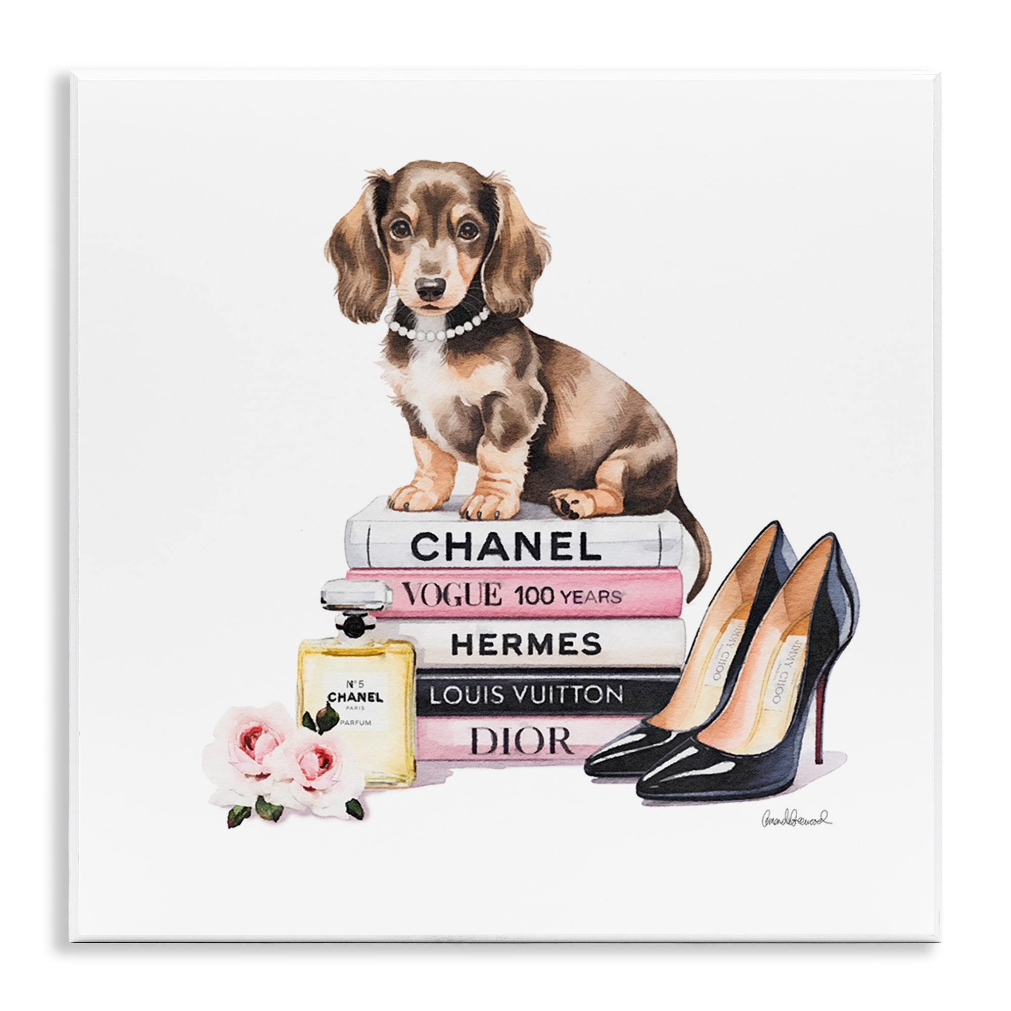 Stupell Industries Luxury Fashion Books & Dog Wall Plaque Art, design ...