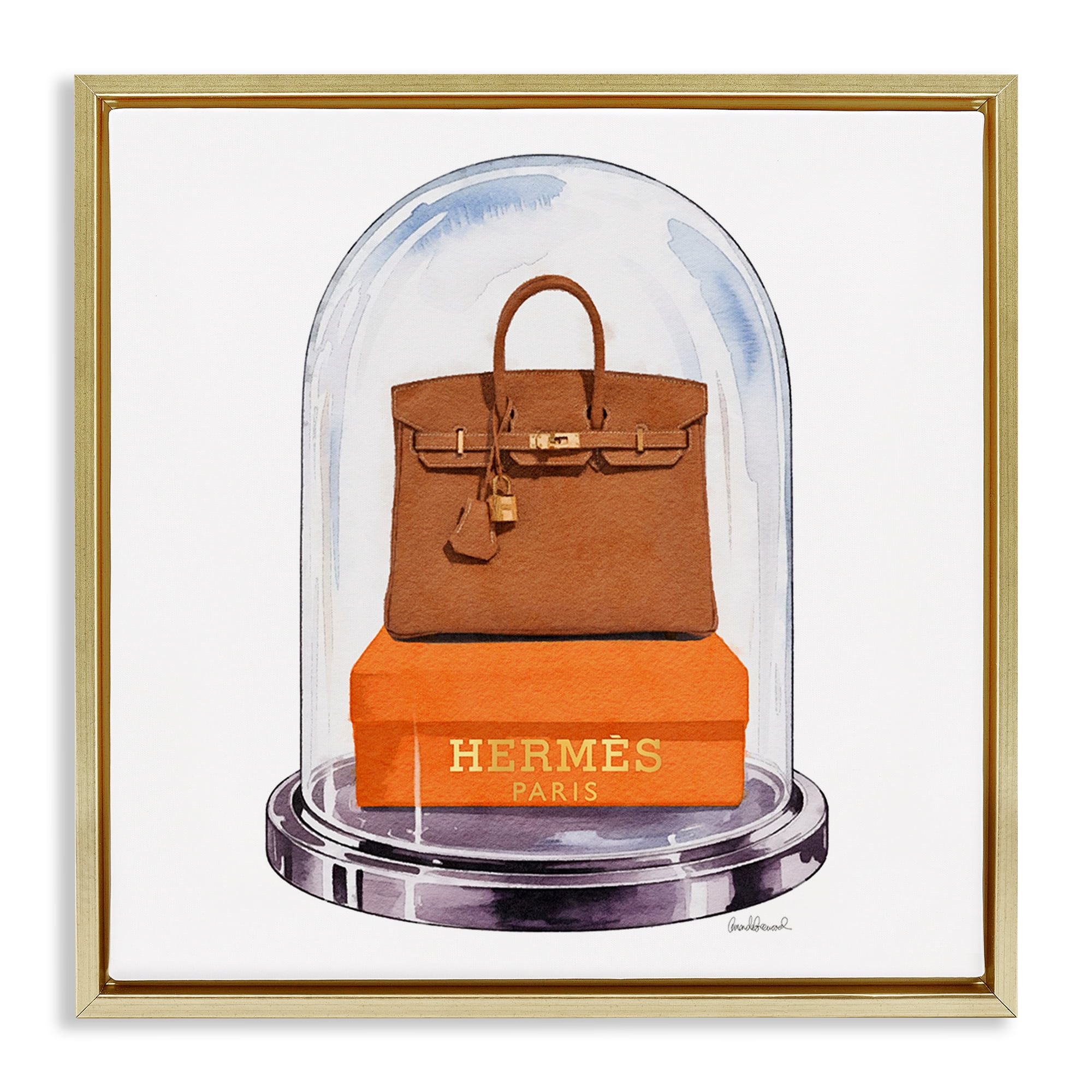 Stupell Industries Luxury Handbag Dome Gold Framed Floater Canvas Wall ...