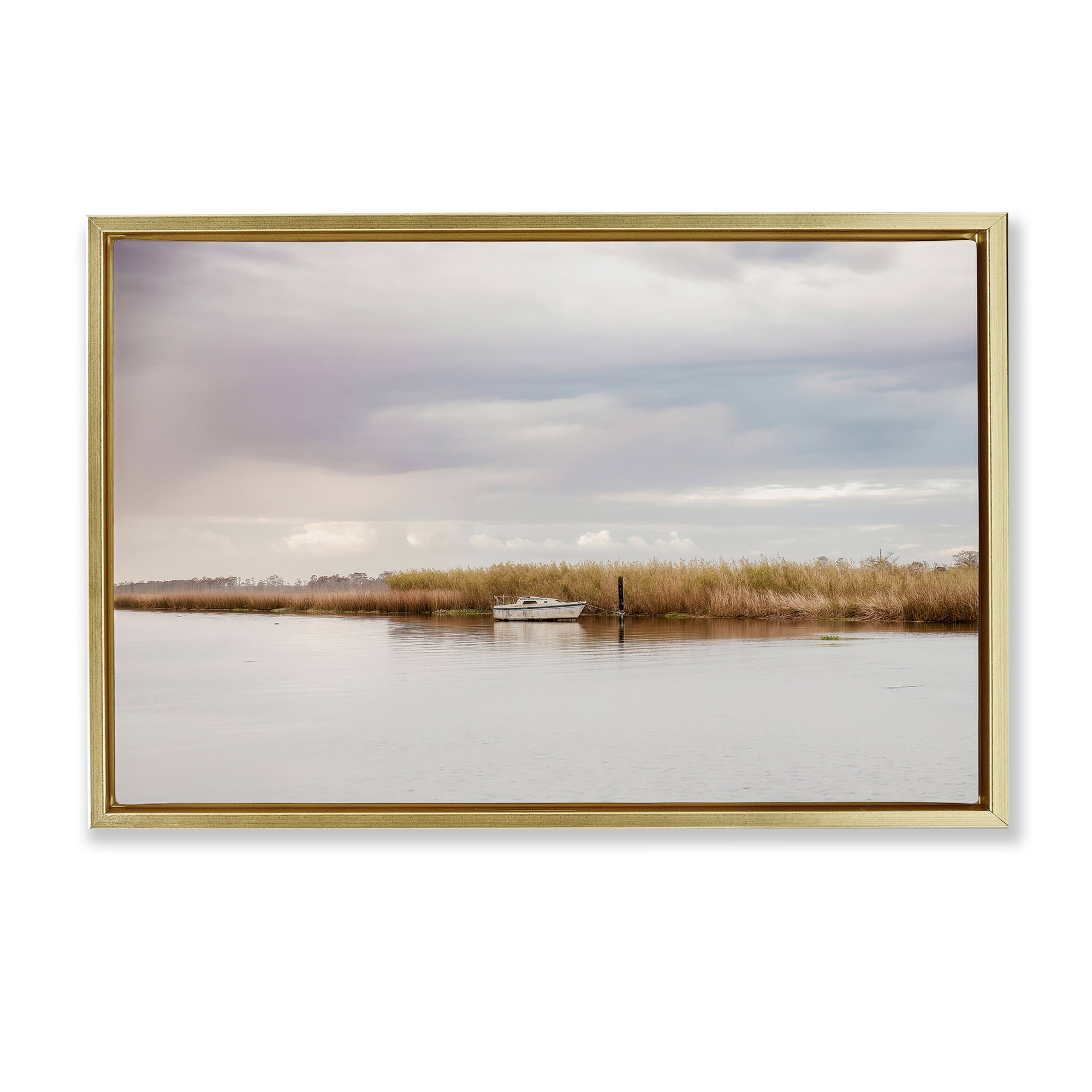 Stupell Industries Magical Mooring Landscape Gold Framed Floater Canvas ...