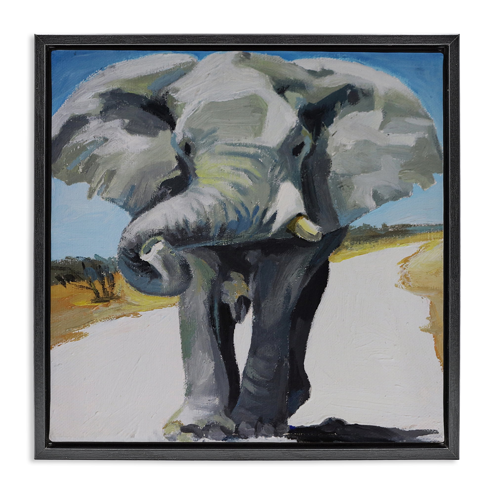 Stupell Industries Majestic Elephant on Path Black Framed Floater ...