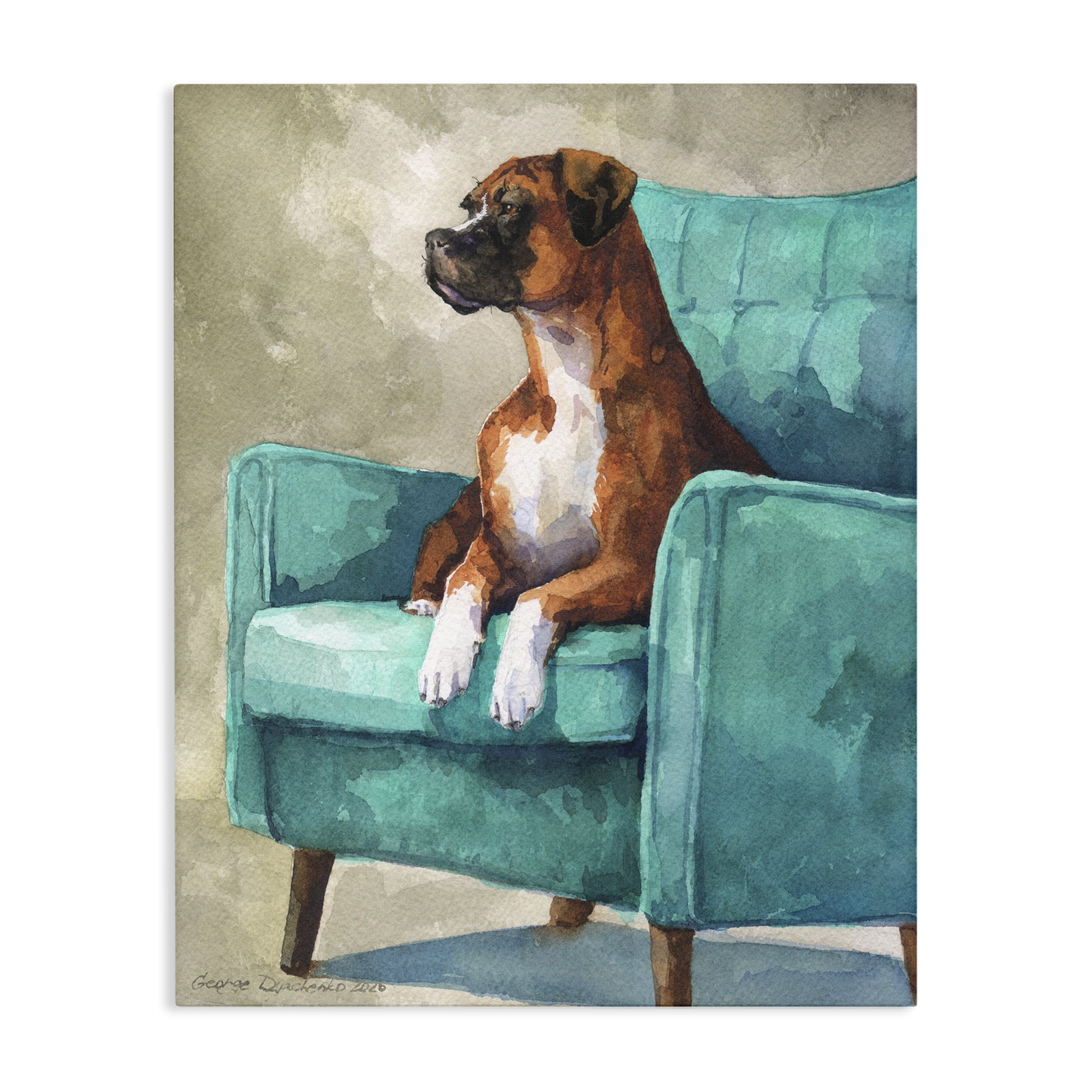 Stupell Industries Majesty Boxer on Armchair Canvas Wall Art, design by ...