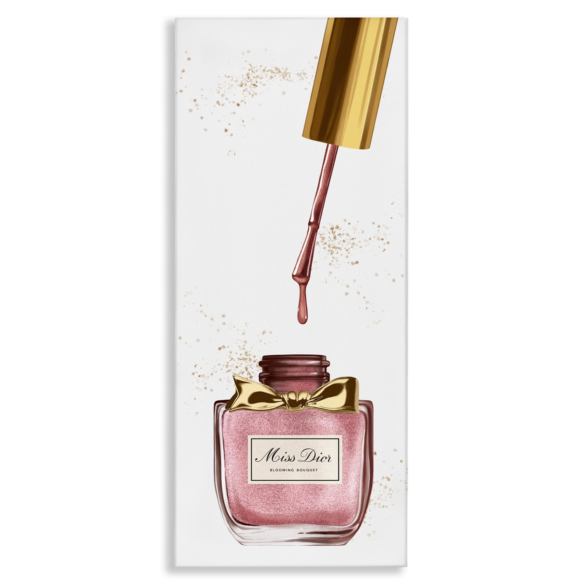 Stupell Industries Makeup Nail Polish Brush Gold & Pink Beauty ...