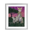 Stupell Industries Mama Cheetah & Her Cubs Gray Framed Print Under ...