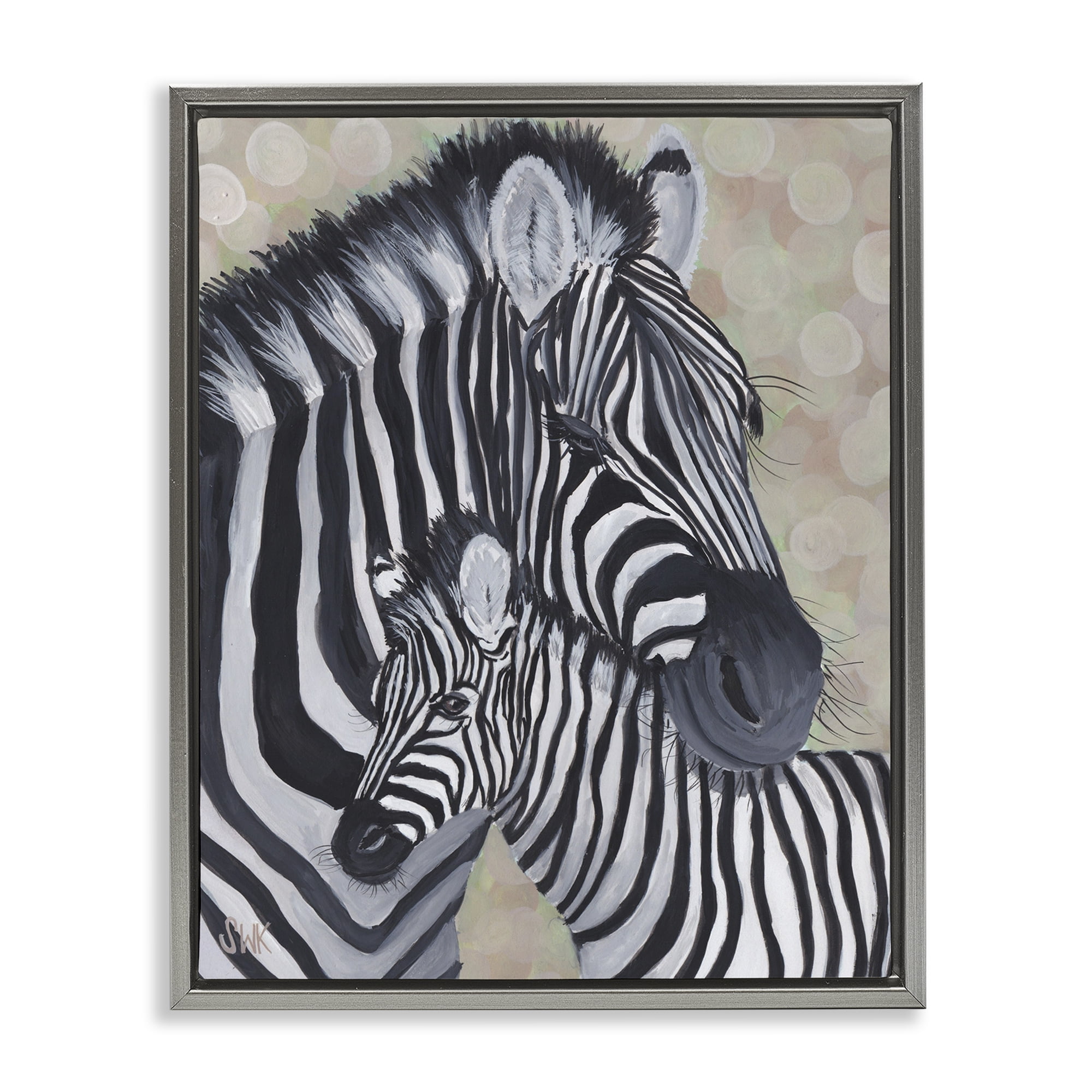 Stupell Industries Mama Zebra & Her Foal Gray Framed Floater Canvas ...