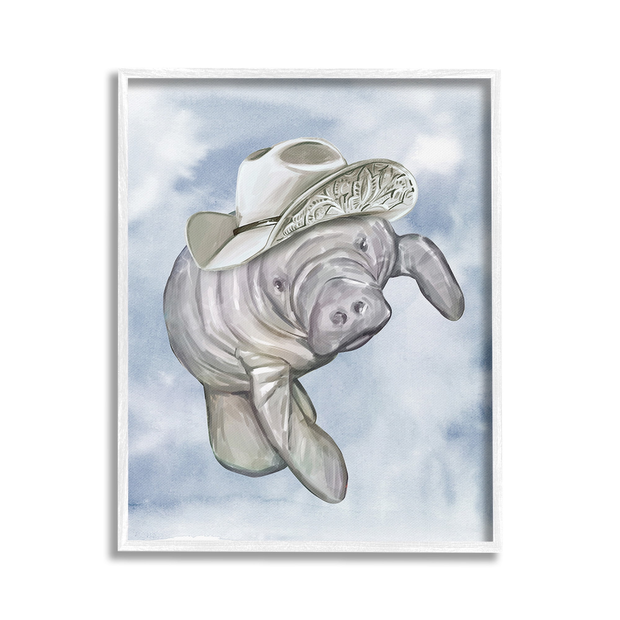 Stupell Industries Manatee with Stylish Hat Animals & Insects Painting ...