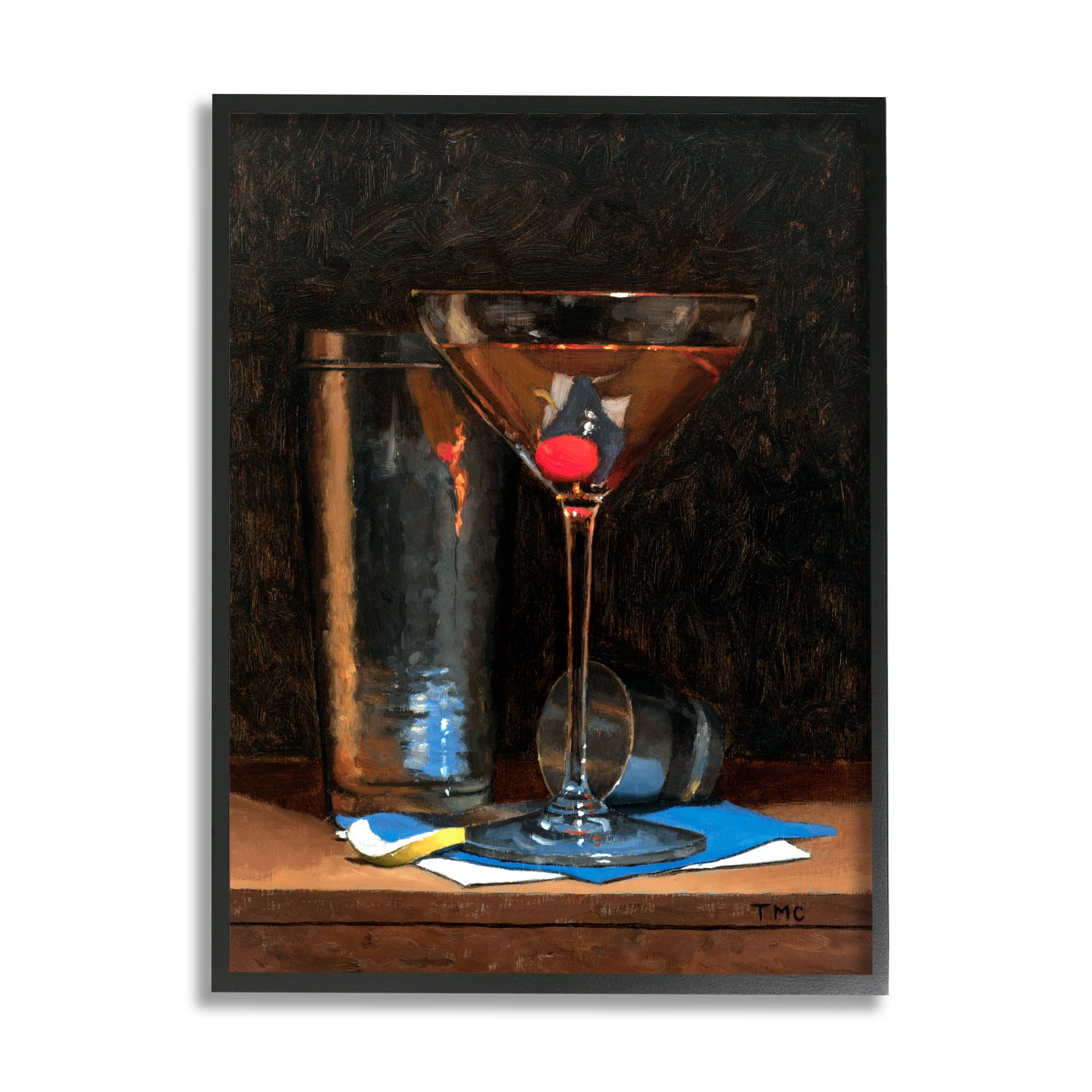 Stupell Industries Martini Glass Cocktail Painting Black Framed Wall ...