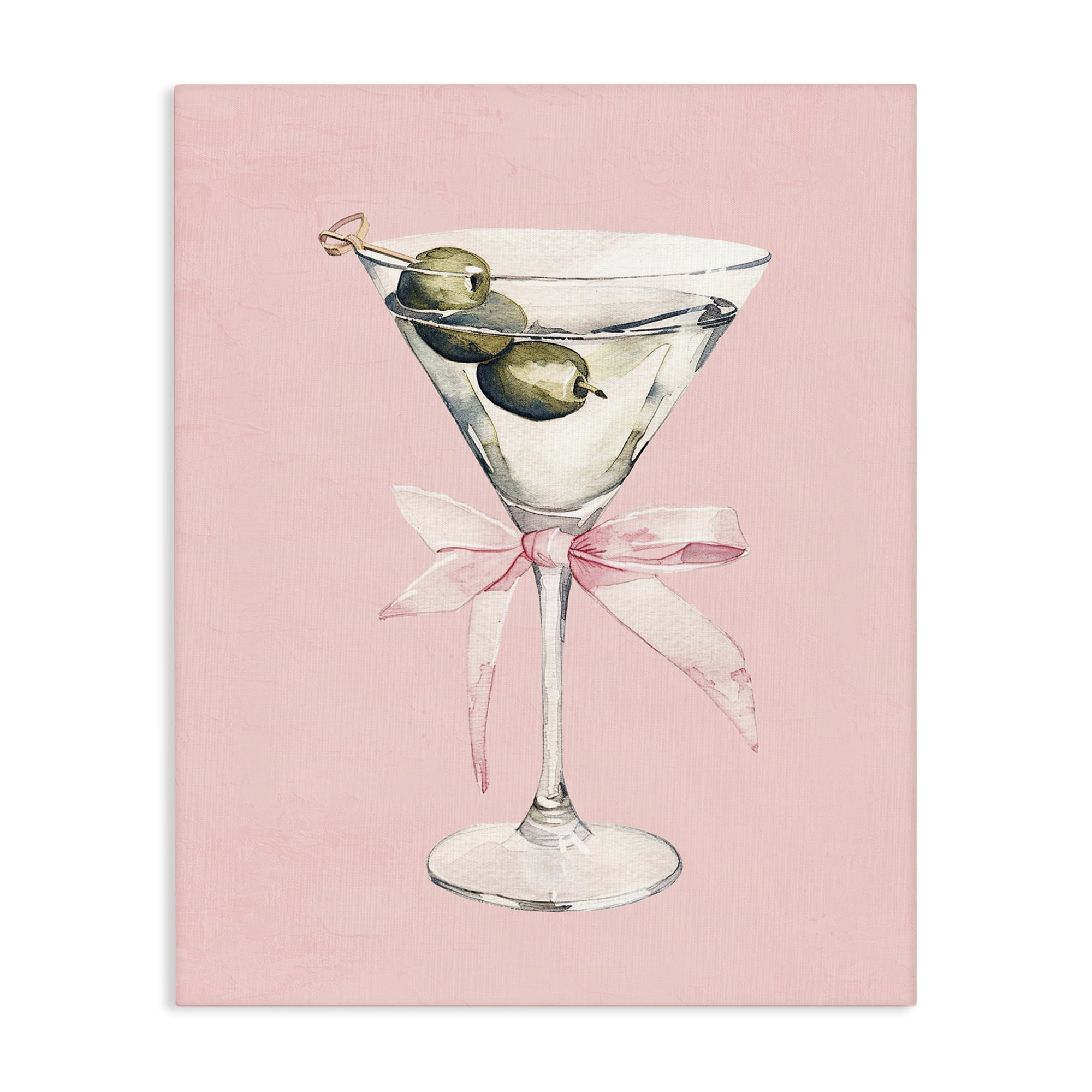 Stupell Industries Martini with Pink Bow Canvas Wall Art, design by Kim ...