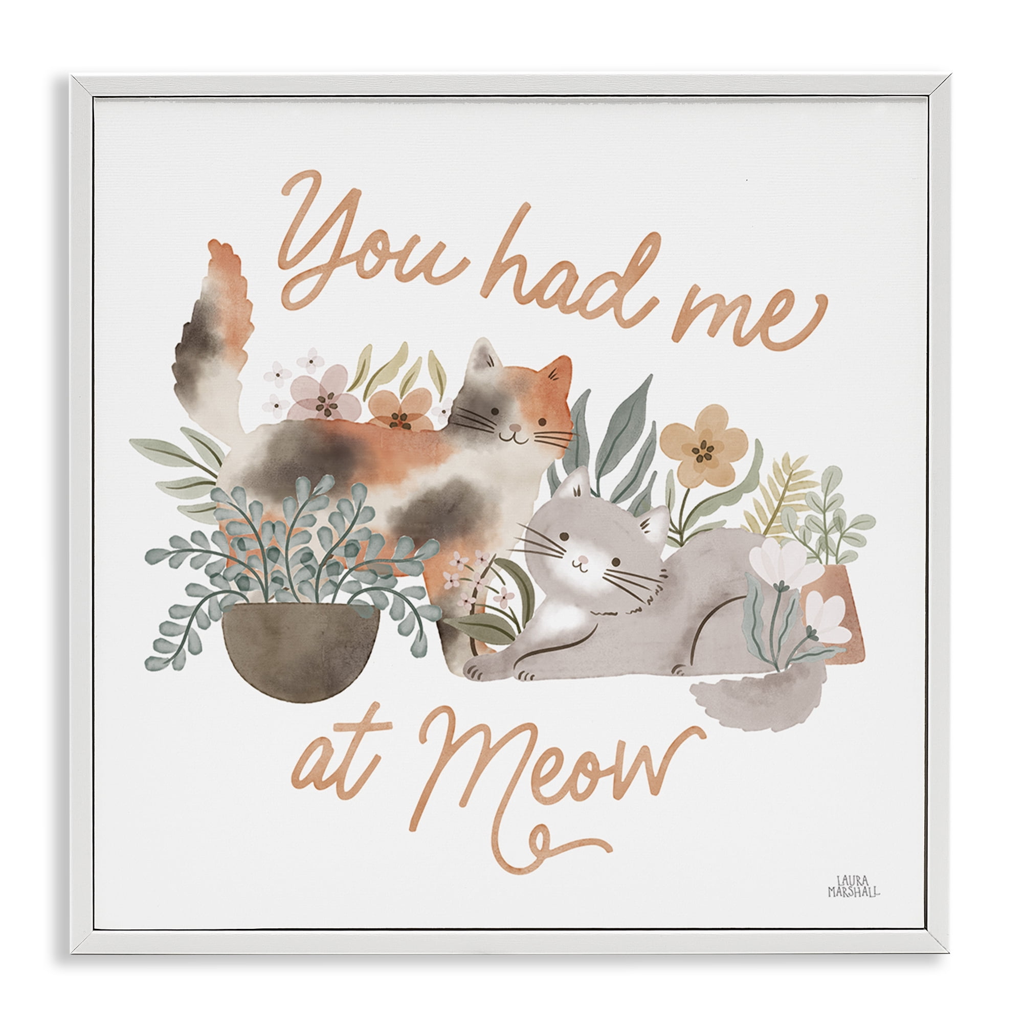 Stupell Industries Meow Garden Friends Animals & Insects Painting White ...