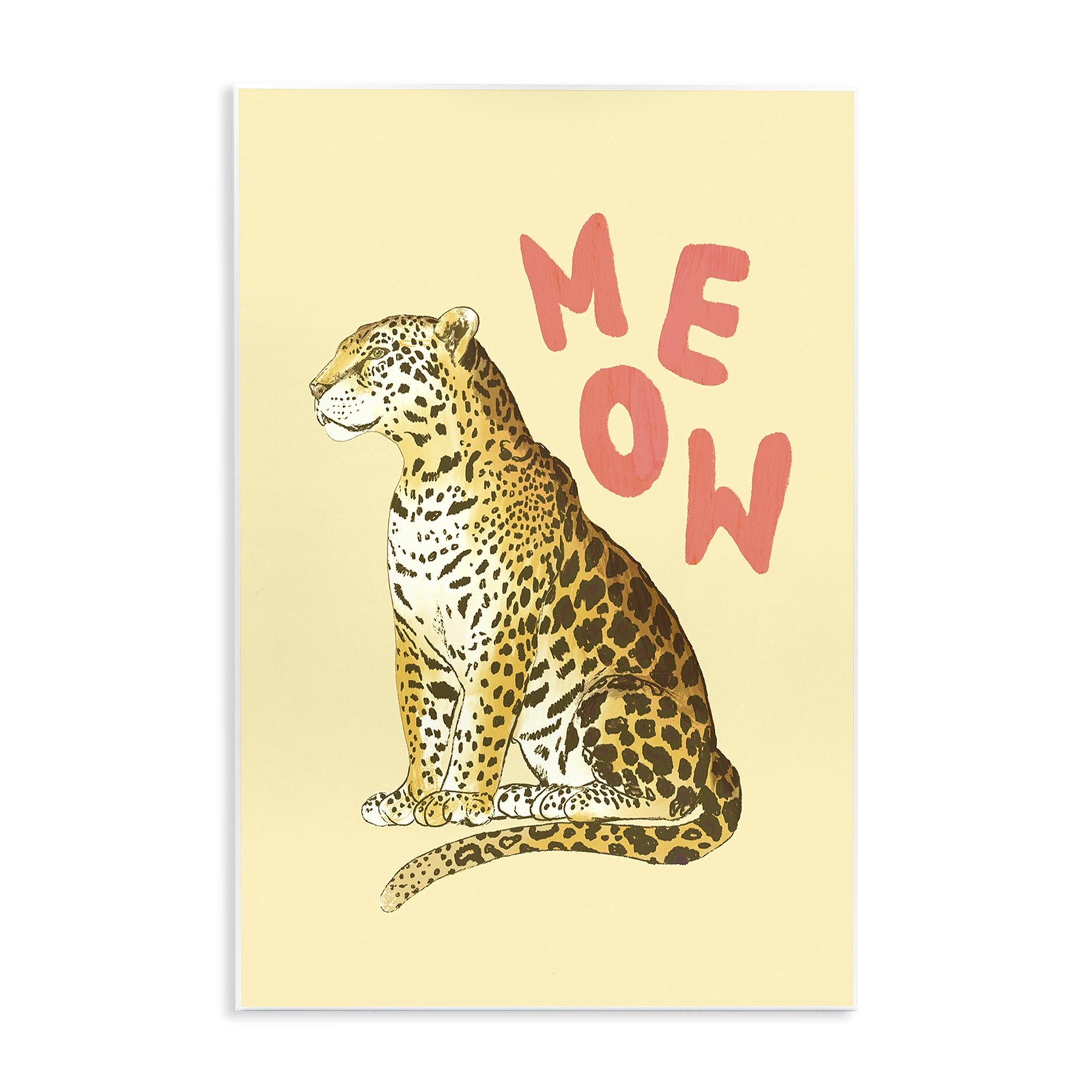 Stupell Industries Meow Leopard on Yellow Wall Plaque Art, design by ...