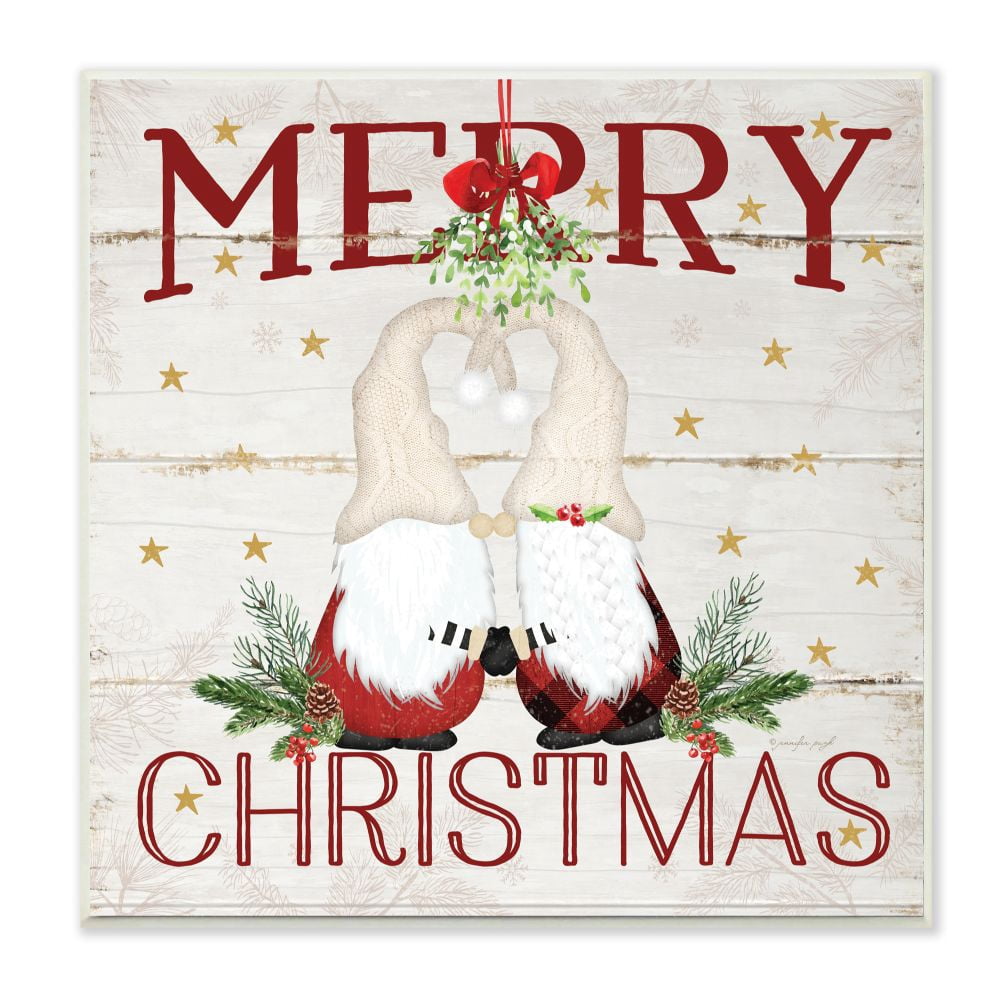 Stupell Industries Merry Christmas Holiday Phrase Gnomes Under ...