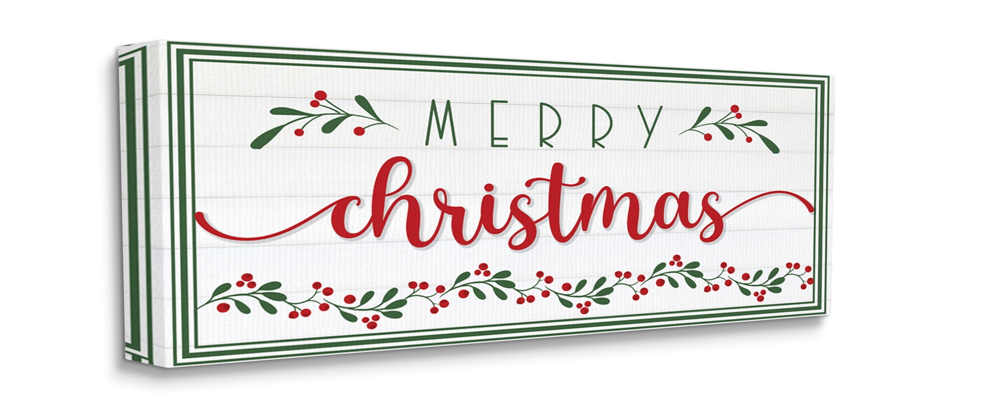 Stupell Industries Merry Christmas Phrase Festive Floral Holly Detail ...