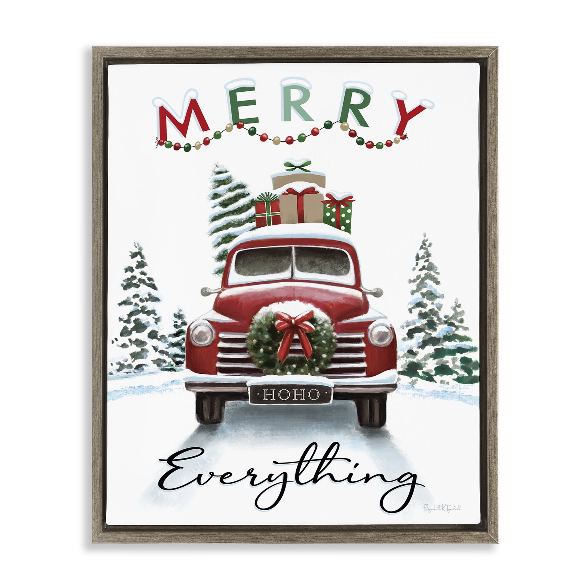 Stupell Industries Merry Everything Gift Car Holiday Painting Brown ...