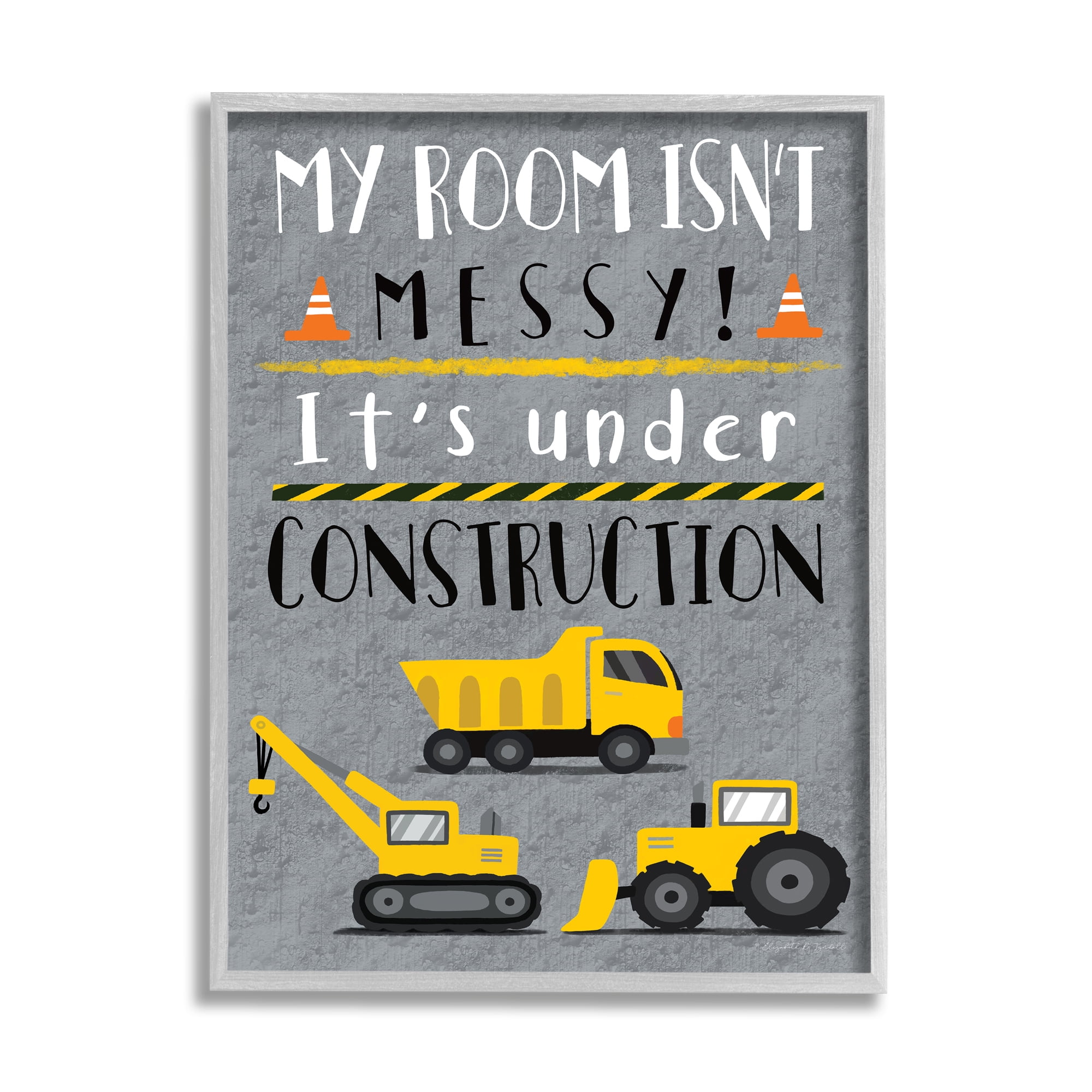 Stupell Industries Messy Room or Under Construction Kid's Room Sign, 16 ...