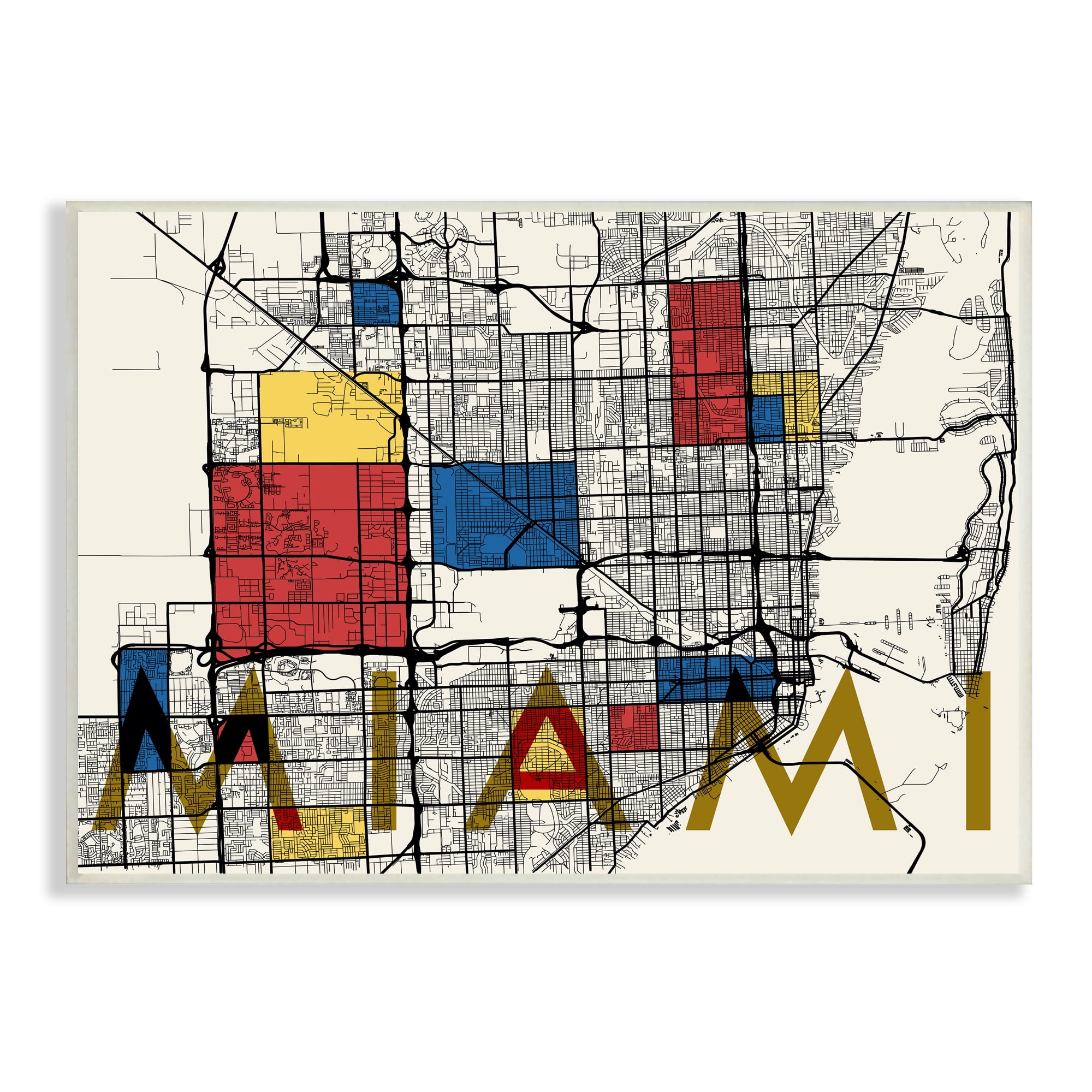 Stupell Industries Miami City Street Grid Abstract Block Shape ...