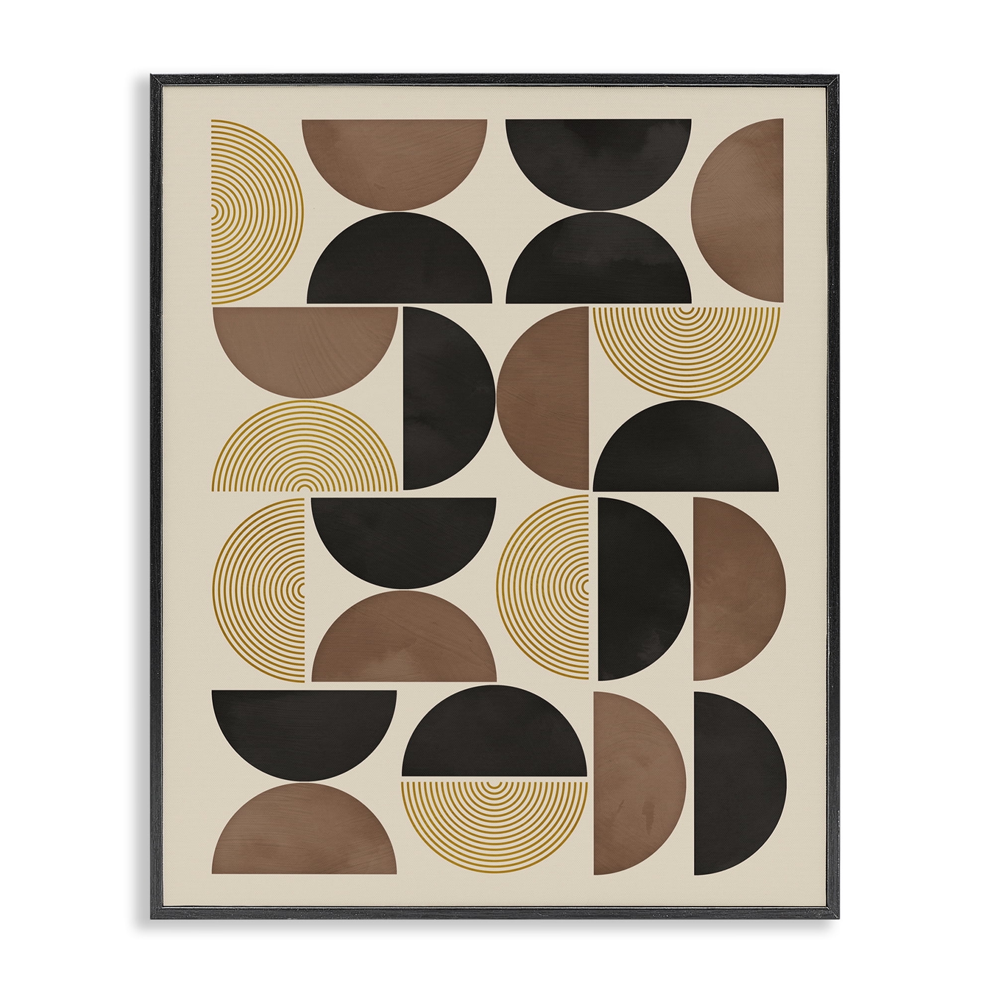Stupell Industries Midcentury Geometric Shapes Abstract Painting Black ...