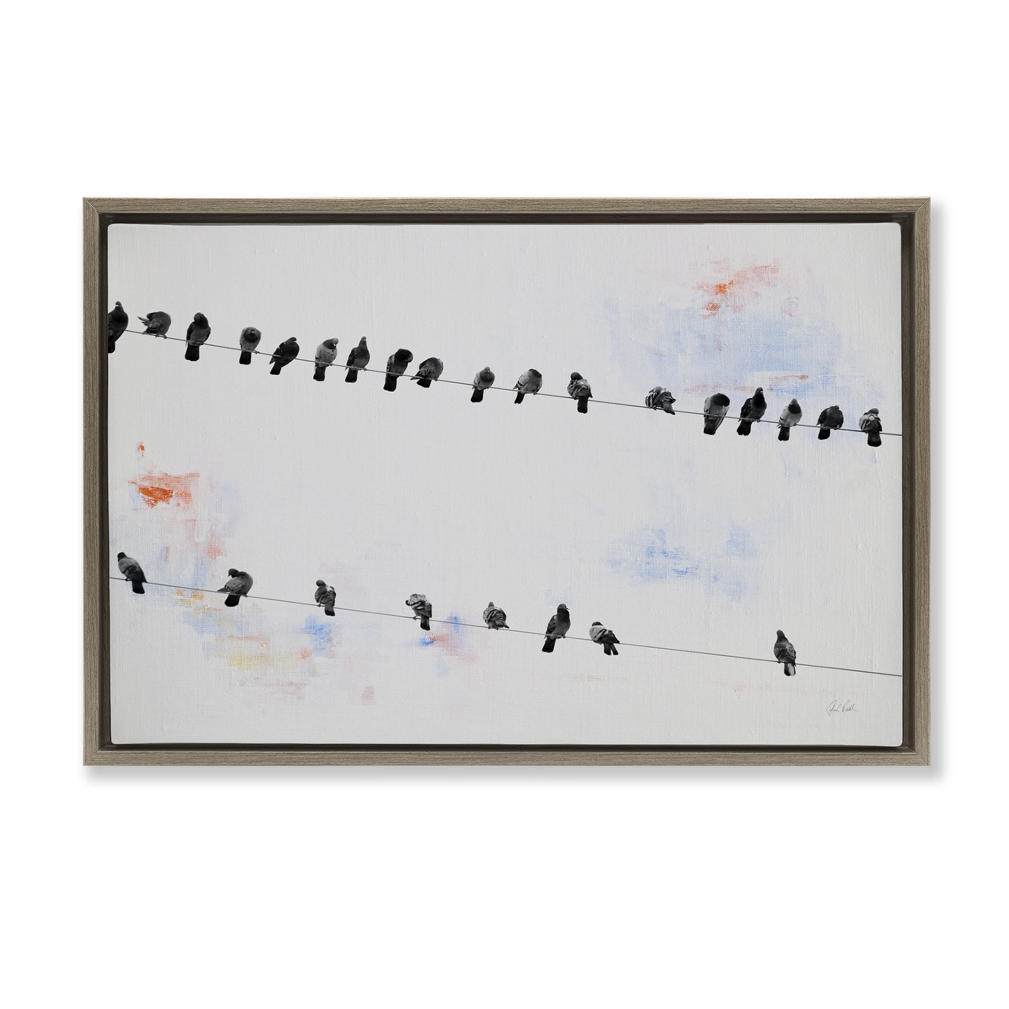 Stupell Industries Migrating Birds on Wire Animals Painting Brown ...