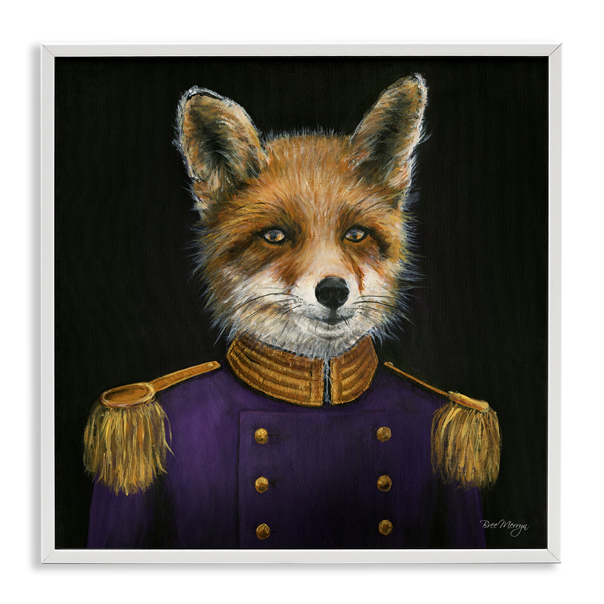 Stupell Industries Military Coat Fox Novelty & Humor Painting White ...