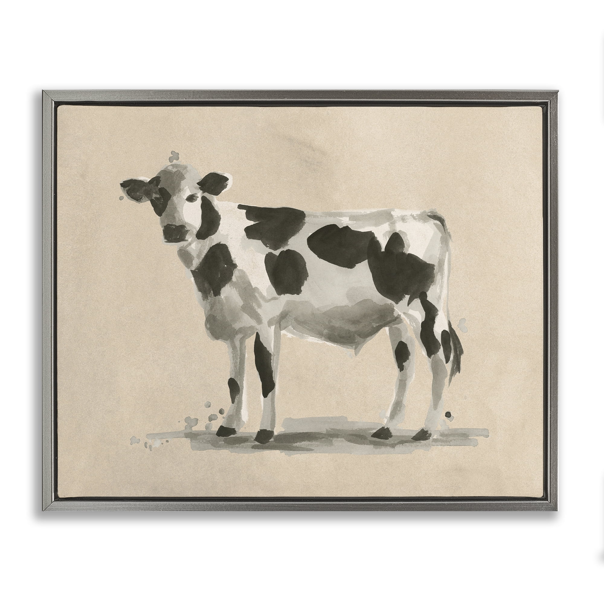 Stupell Industries Minimal Cow Painting Animals & Insects Painting Gray ...
