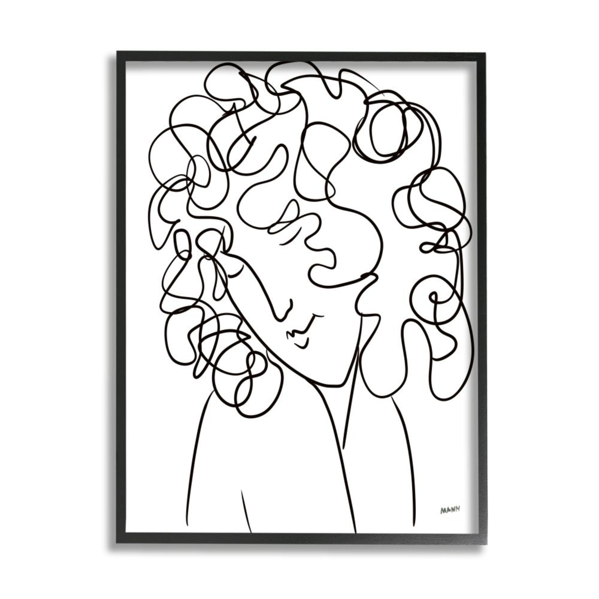 Minimal Female Linework Portrait - Framed Giclee Wall Art - Walmart.com