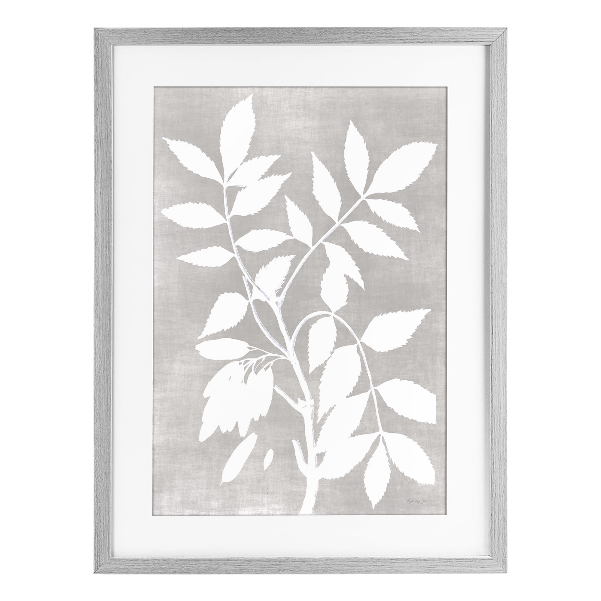 Stupell Industries Minimal Foliage Impression Gray Framed Print Under ...