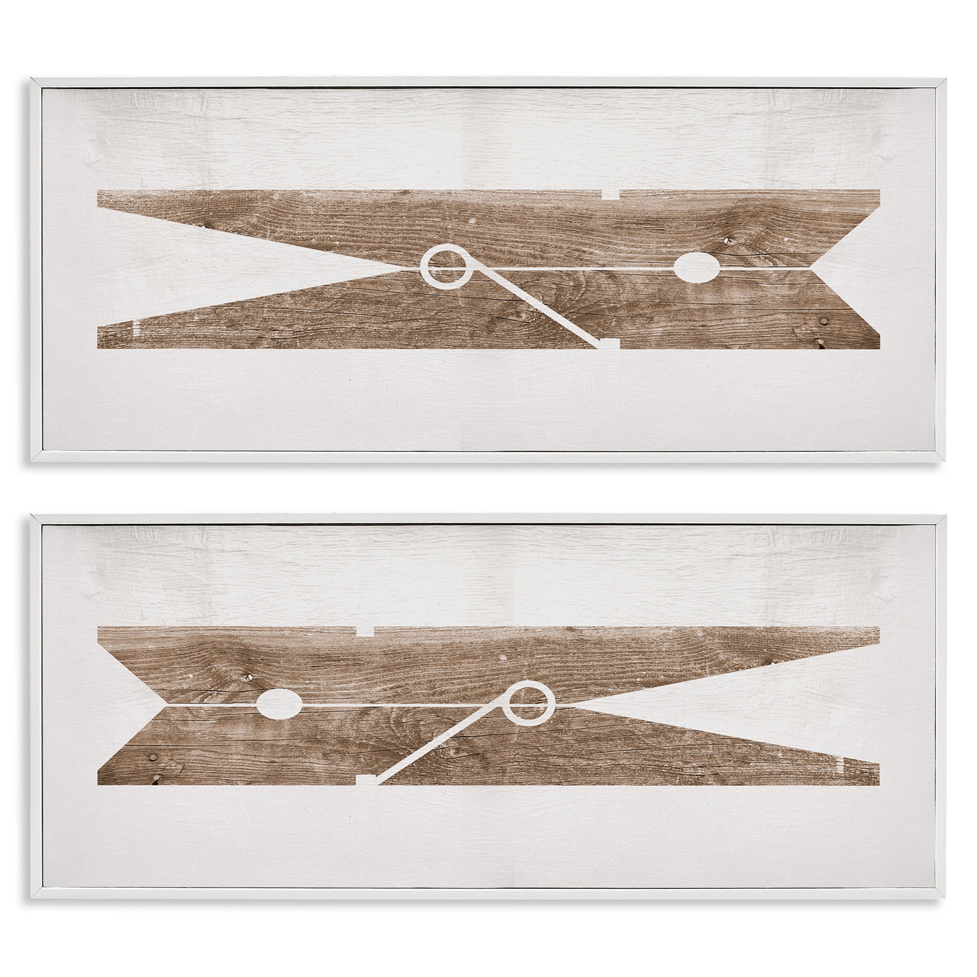 Stupell Industries Minimal Laundry Clothespins Abstract Painting White Framed Art Print Wall Art ...